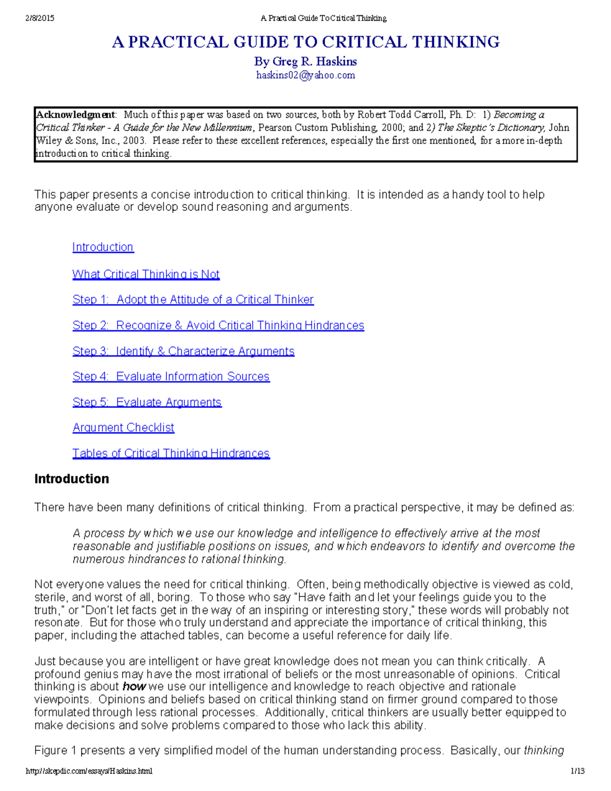 A Practical Guide To Critical Thinking - A PRACTICAL GUIDE TO CRITICAL ...