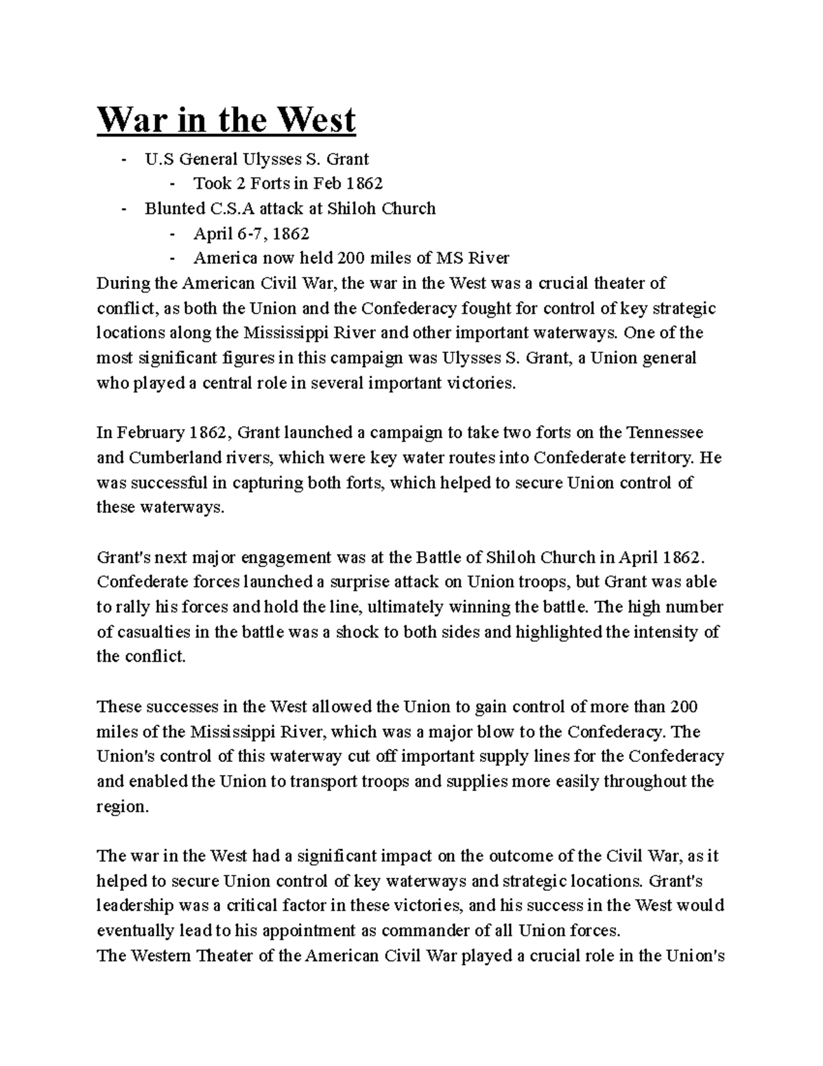 111111 War in the West - lecture notes Rachel Gunter - War in the West ...