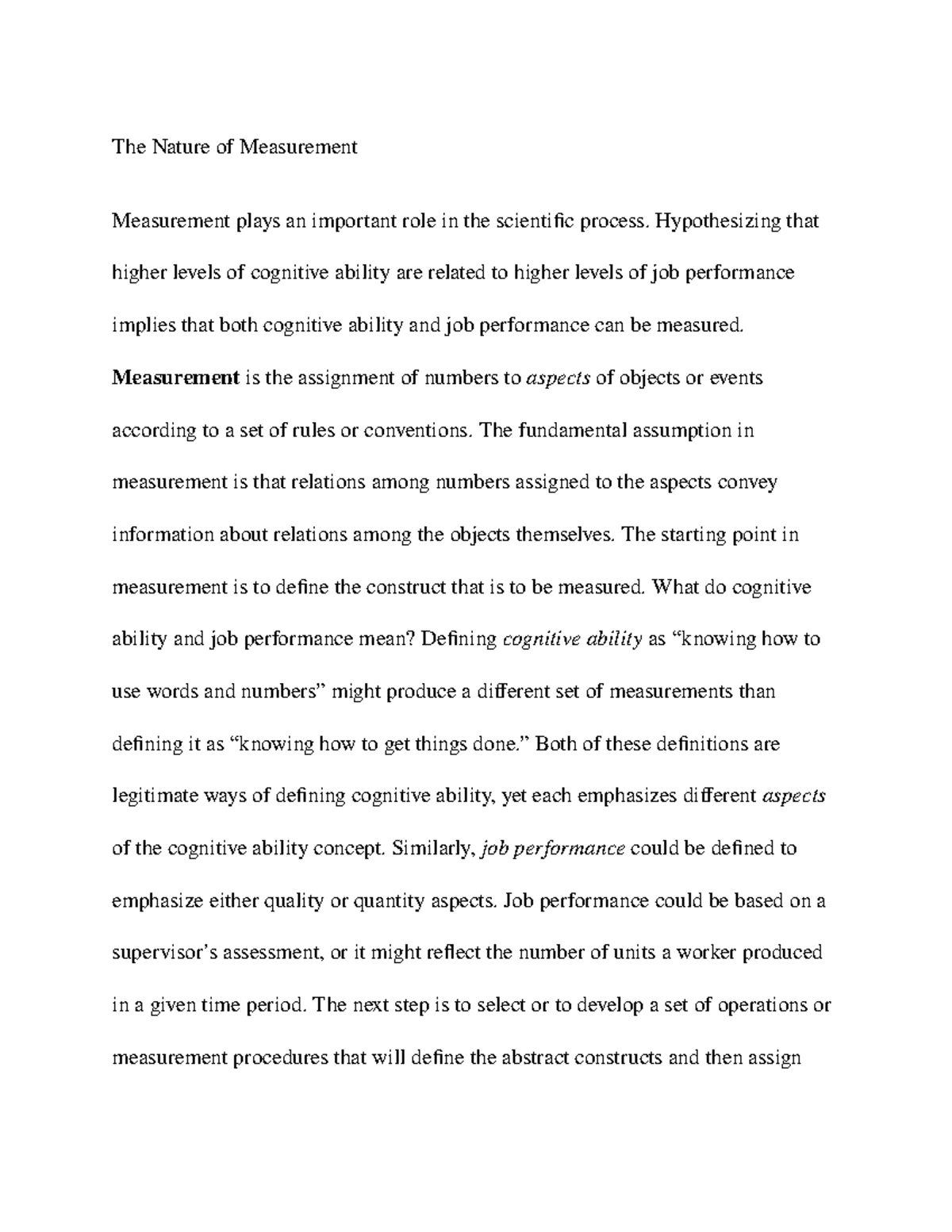 The Nature of Measurement - The Nature of Measurement Measurement plays ...