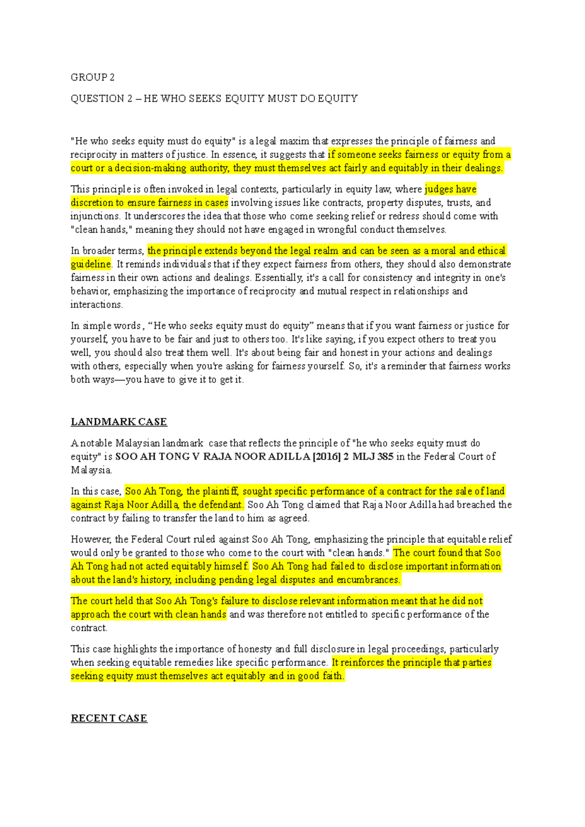 Presentation Equity WEEK 2 - GROUP 2 QUESTION 2 – HE WHO SEEKS EQUITY ...