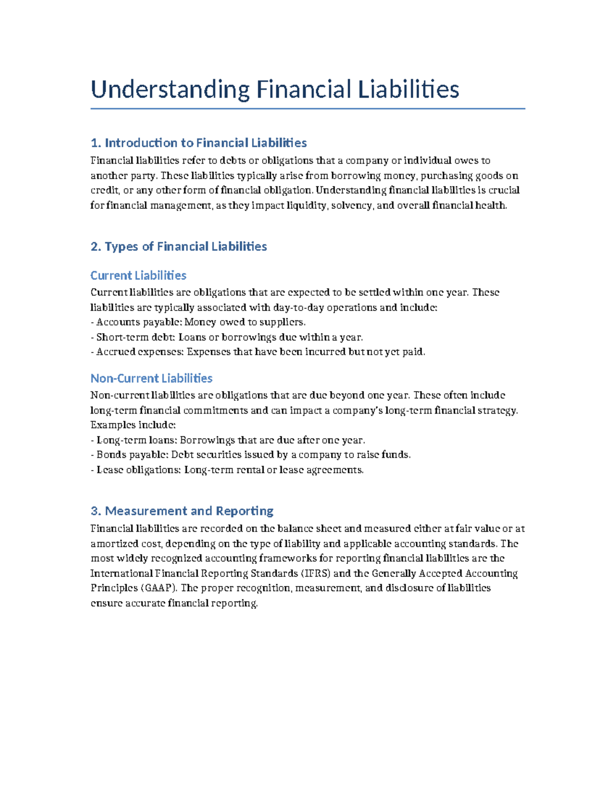 Financial Liabilities Document - Understanding Financial Liabilities 1 ...