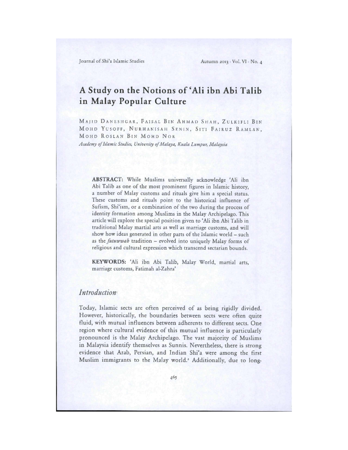 Ali in Malay Islamic Culture - Malay art & traditional aesthetic - Studocu
