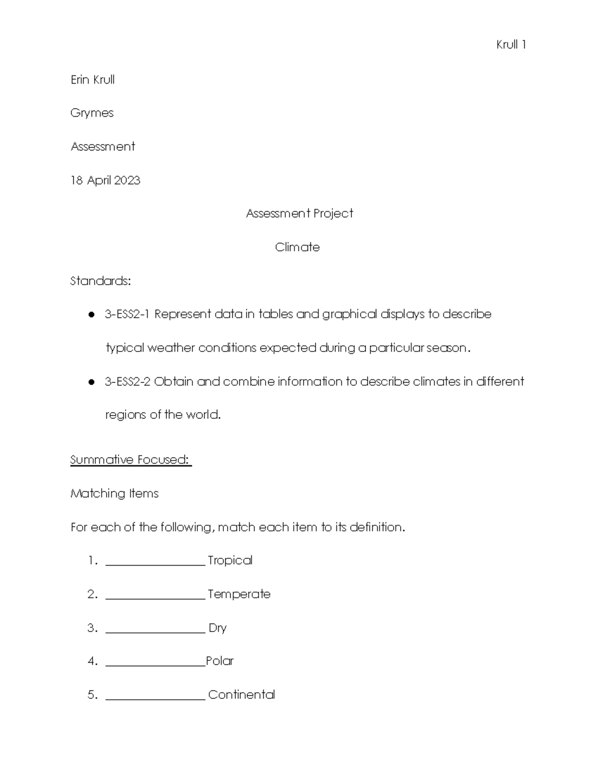 Assessment project - assignment - Erin Krull Grymes Assessment 18 April ...