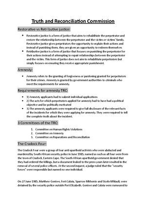 The Truth and Reconciliation Commission Summary Notes - The Truth and ...