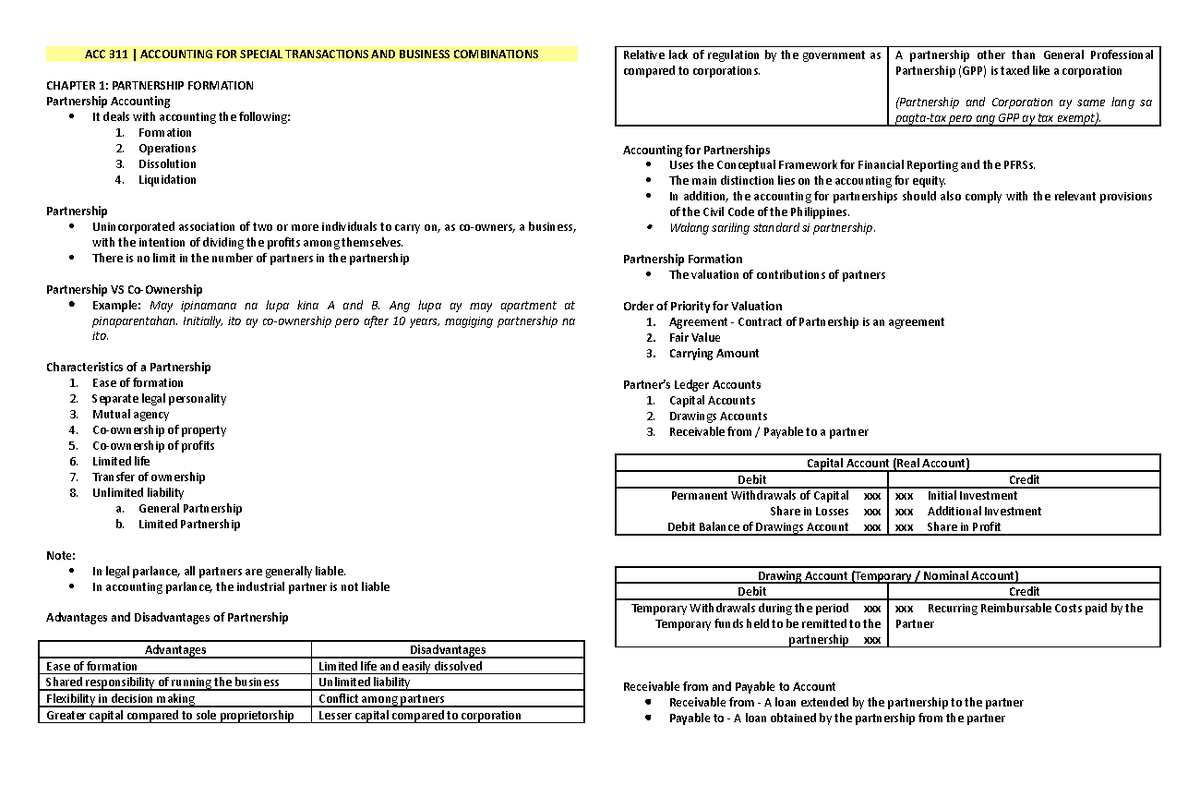 ACC 311 - Accounting for Special Transactions and Business Combinations ...