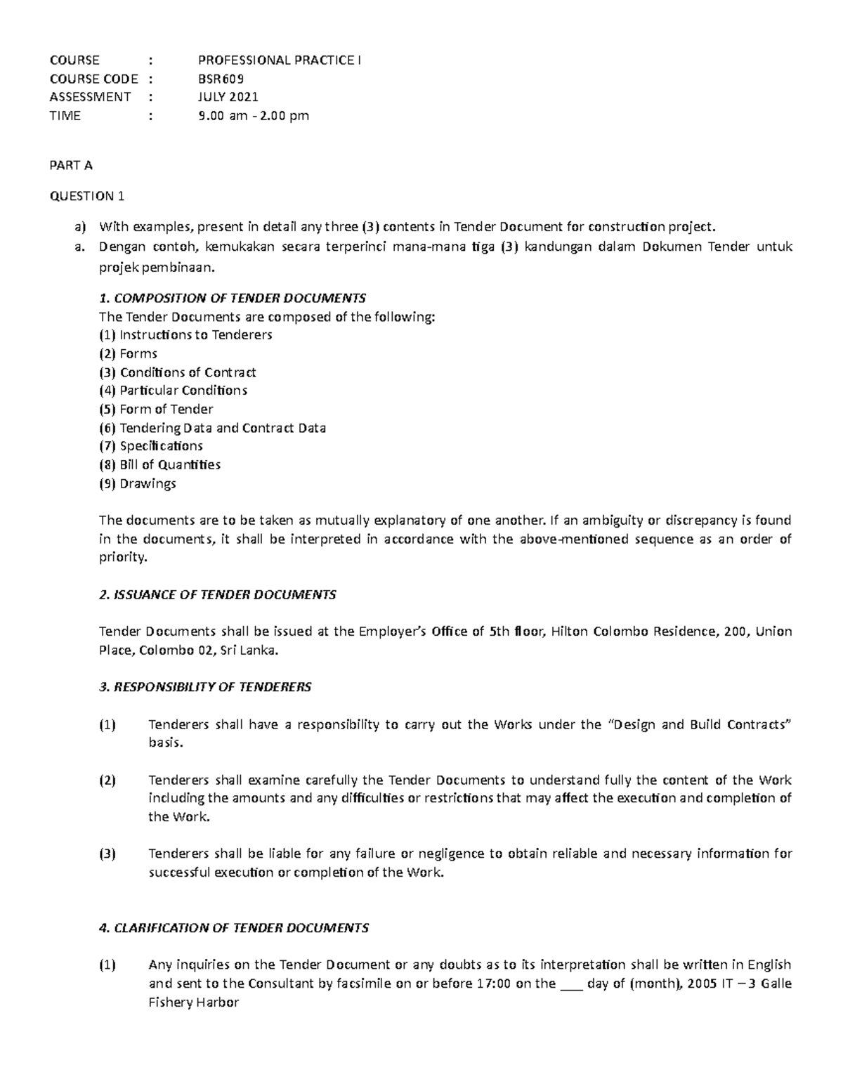 Paper Building Control III Julai 2021 - COURSE : PROFESSIONAL PRACTICE ...