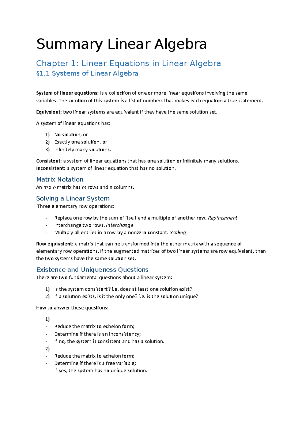 Summary Linear Algebra Summary Linear Algebra Chapter 1 Linear summary-linear-algebra-summary-linear-algebra-chapter-1-linear