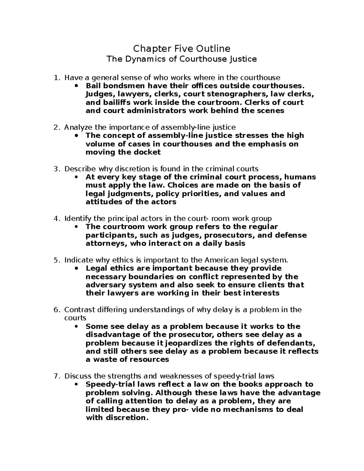 Chapter 5 Outline - Chapter Five Outline The Dynamics of Courthouse ...