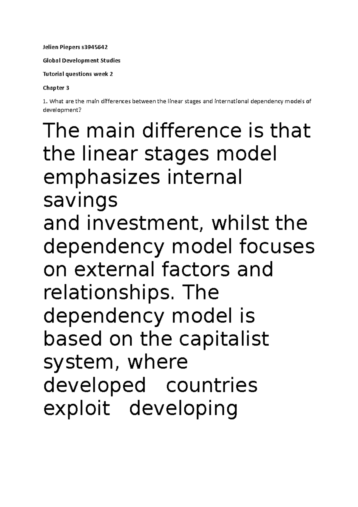 Global Development Studies T2Q - Jelien Piepers s Global Development ...