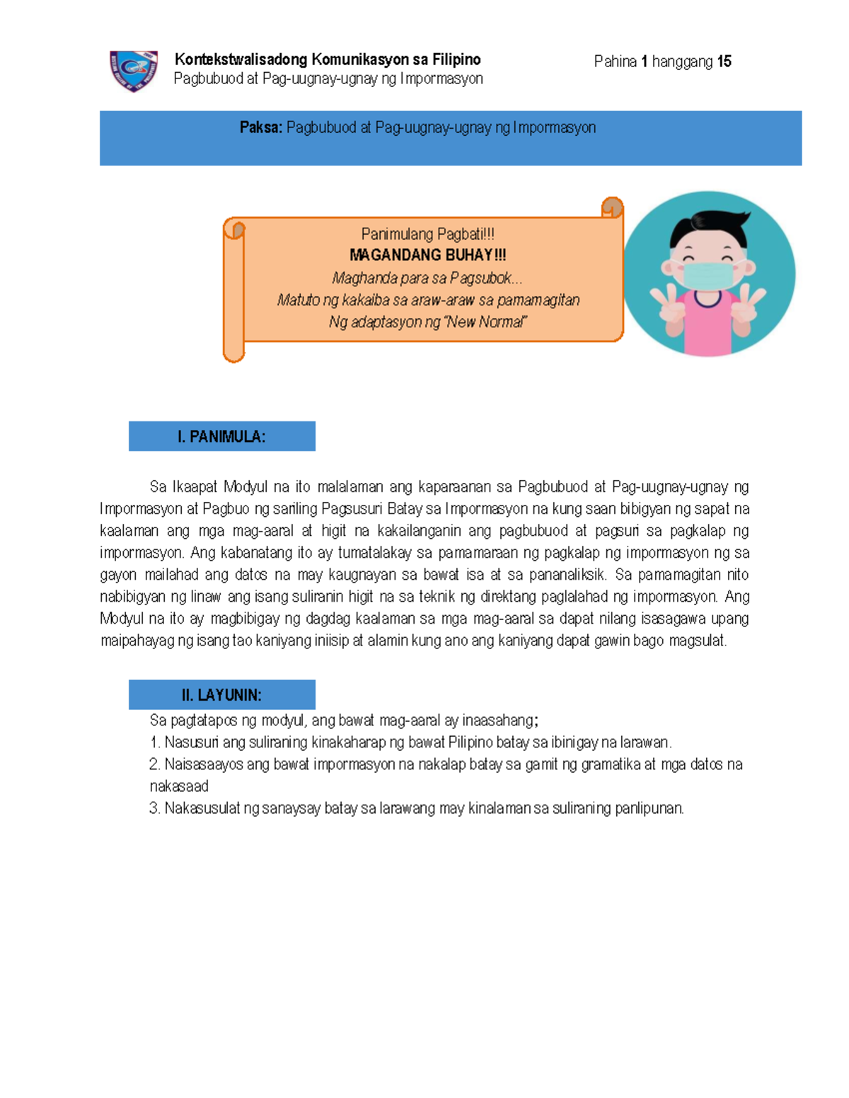 COL010 Module for Week 4 - Pagbubuod at Pag-uugnay-ugnay ng Impormasyon ...