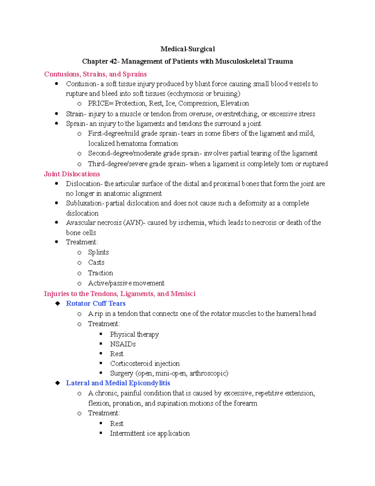 Med Surg Chapter 42 - med surgical notes - Medical-Surgical Chapter 42 ...