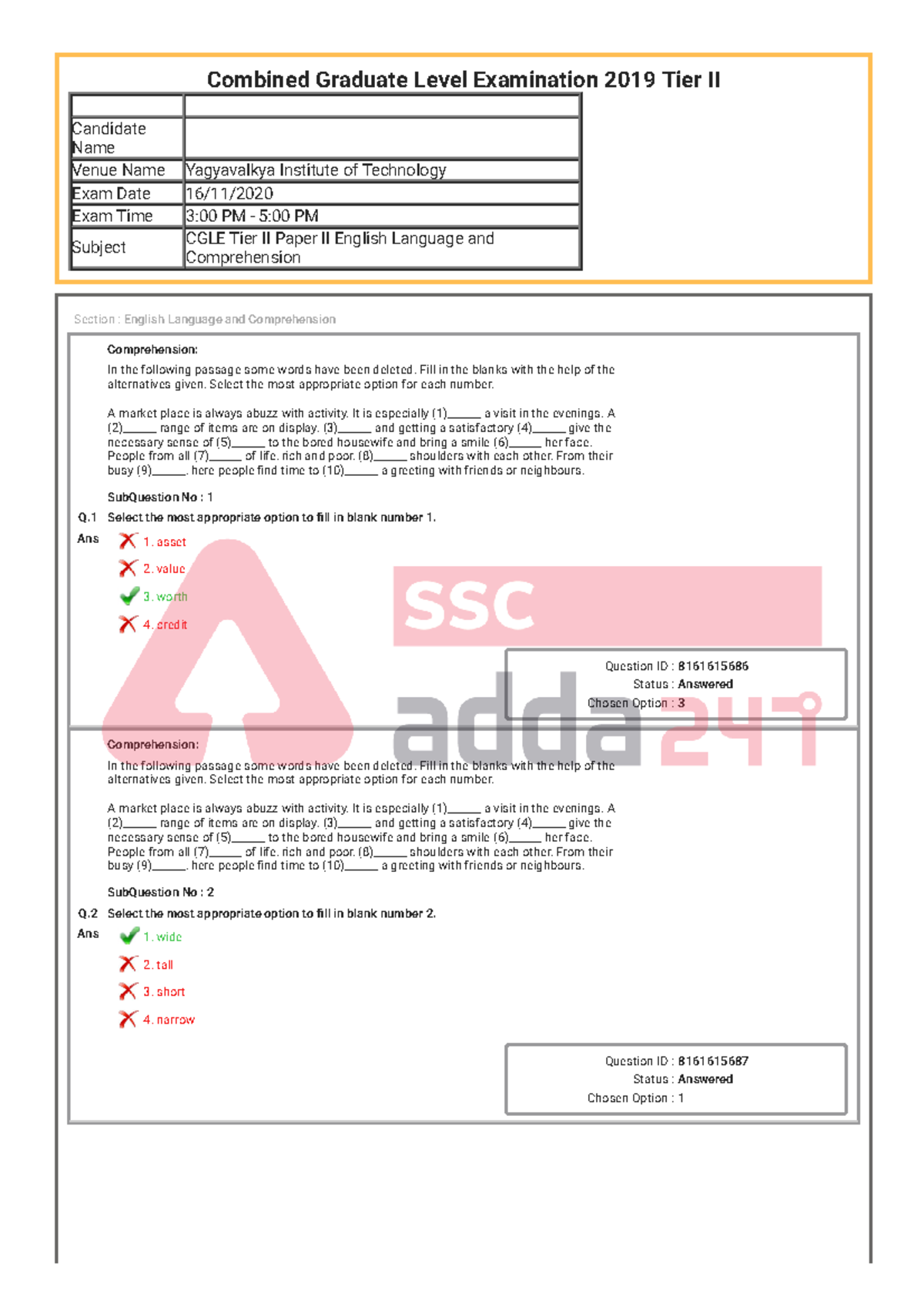 16-English - This contains question paper of staff selection commission ...
