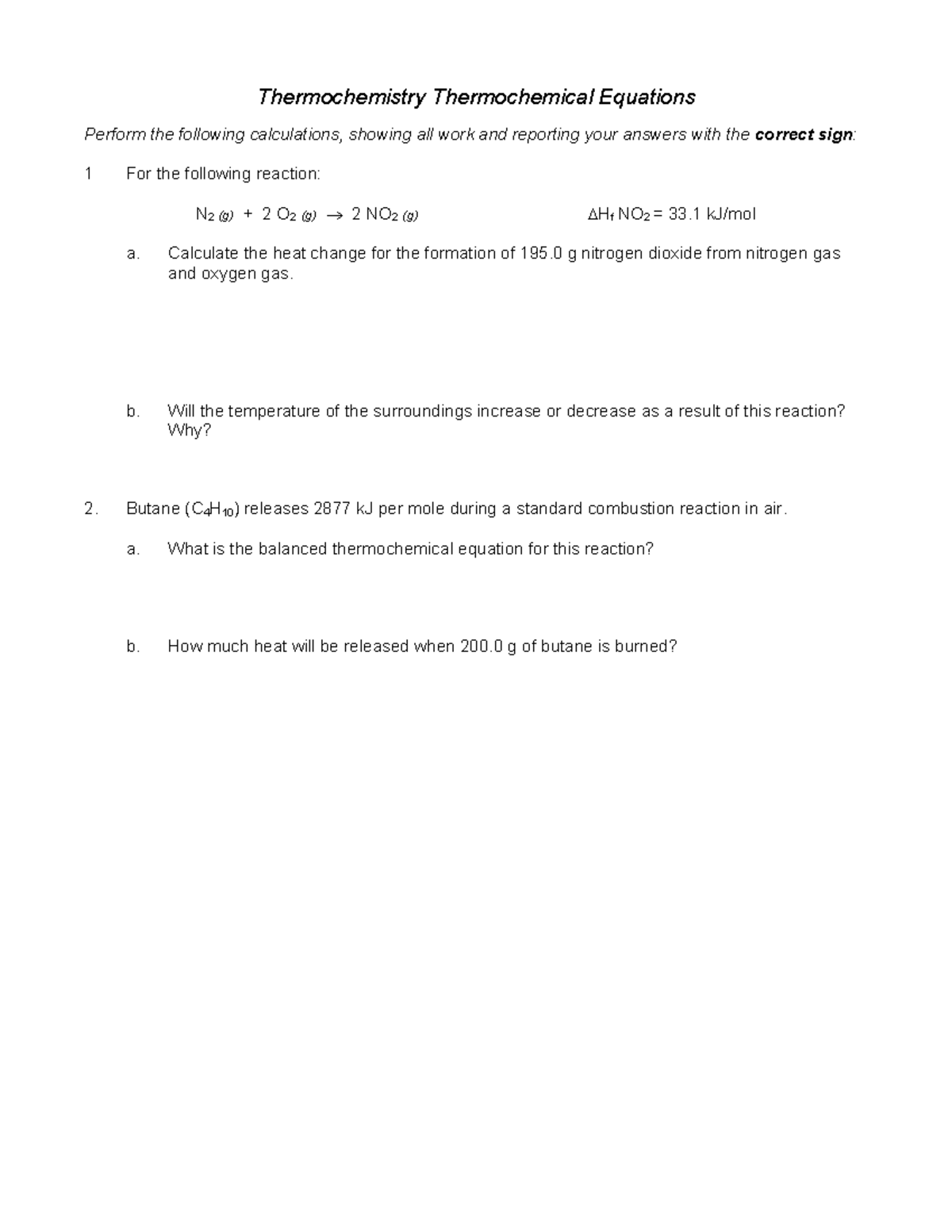 1806 Thermochemistry - Thermochemical Equations - Thermochemistry ...