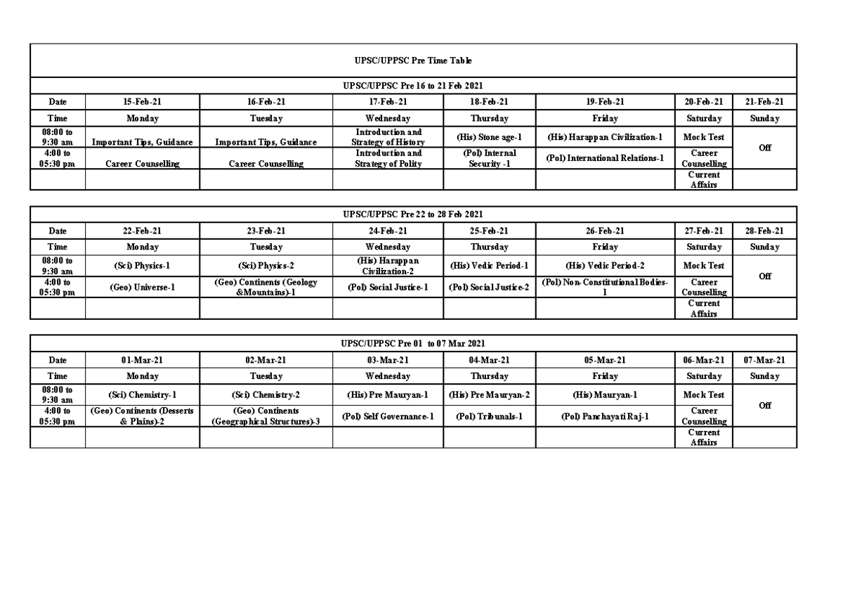 Abhyudaya-UPSC - Read it - UPSC/UPPSC Pre Time Table UPSC/UPPSC Pre 16 ...