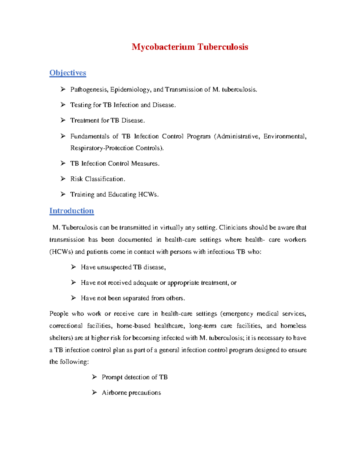 Special TB - microbiology - Mycobacterium Tuberculosis Objectives ...