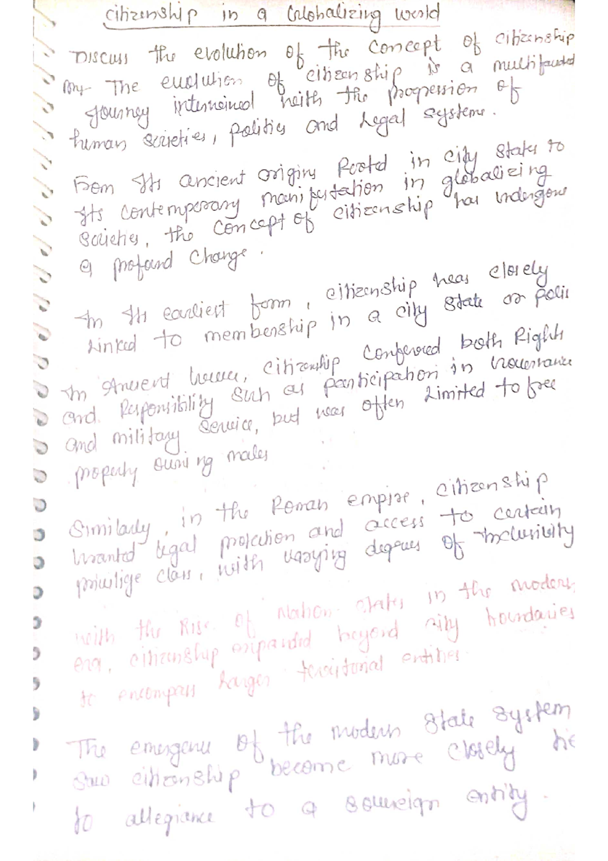 Citizenship notes - Studocu
