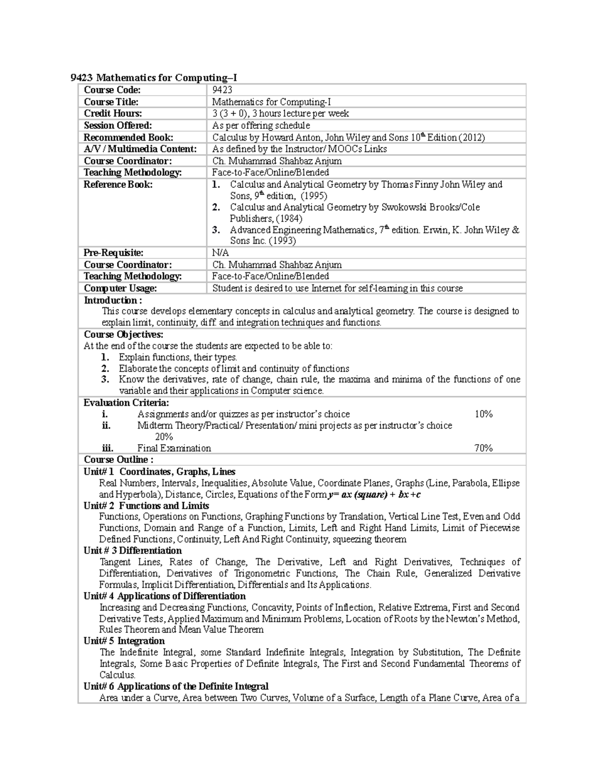 9423 Mathematics for Computing - 9423 Mathematics for Computing–I ...