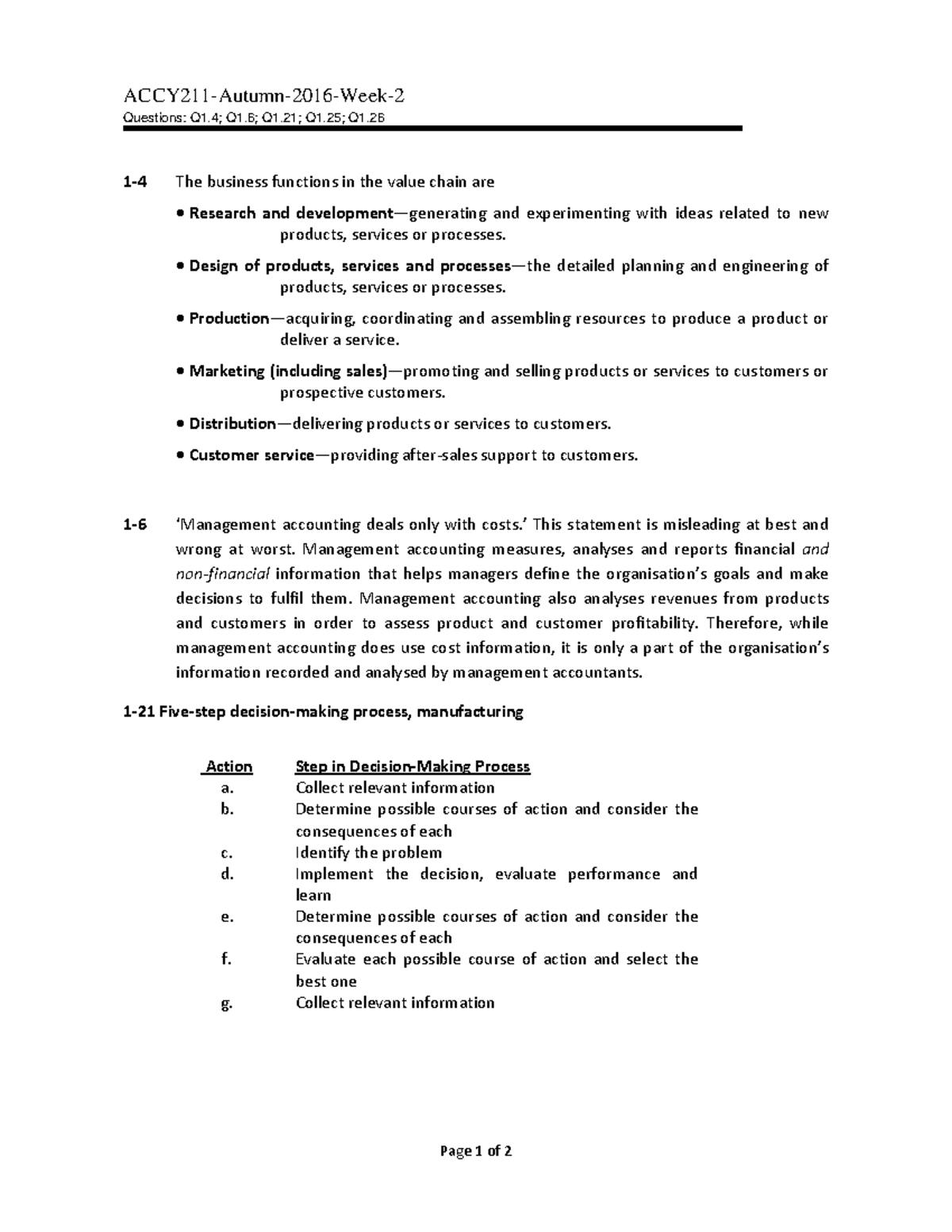 Tutorial Solution Week 02 - ACCY211-Autumn-2016-Week-2 Questions: Q1 ...