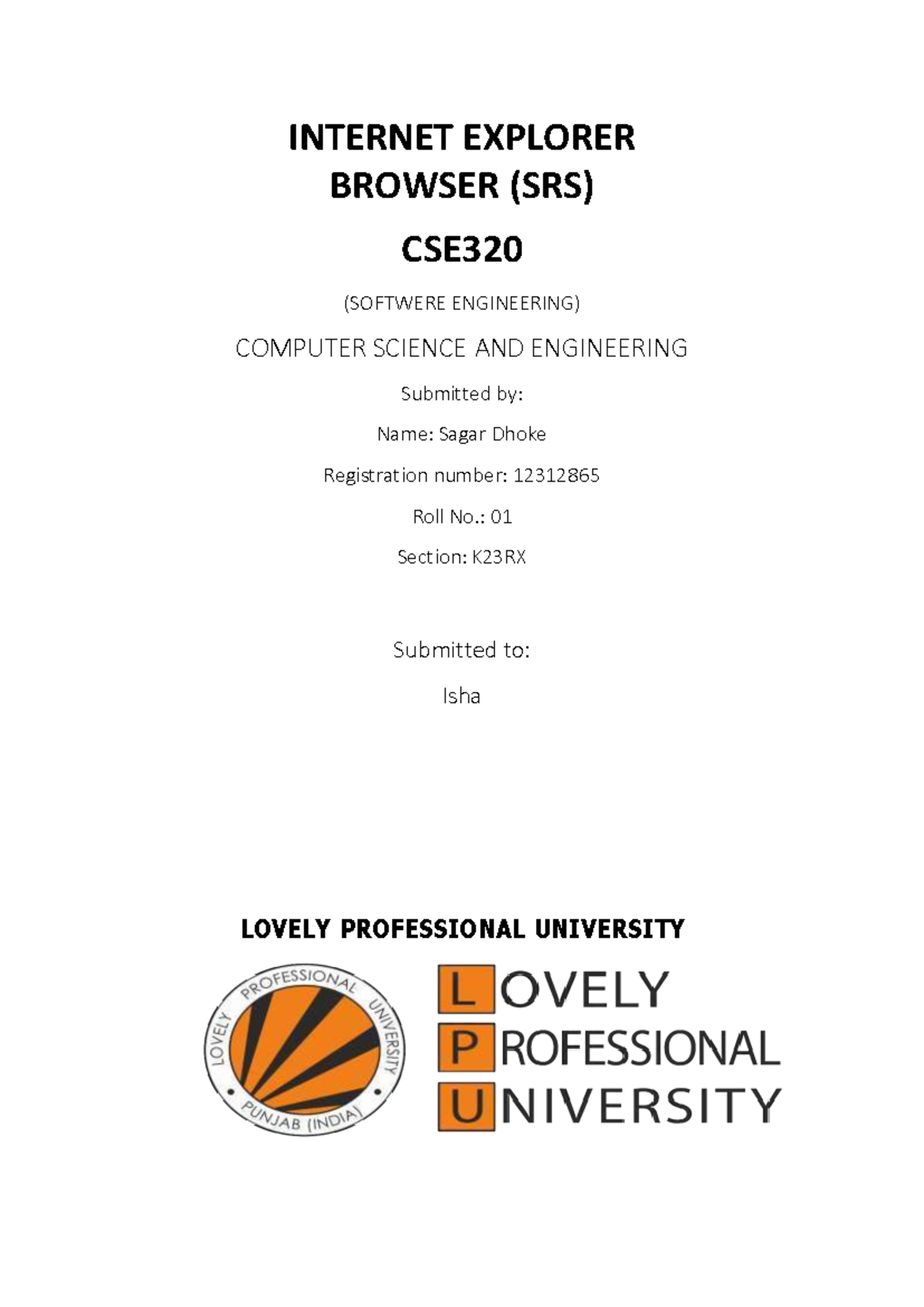 Srs - INTERNET EXPLORER BROWSER (SRS) CSE 320 (SOFTWERE ENGINEERING) COMPUTER SCIENCE AND - Studocu