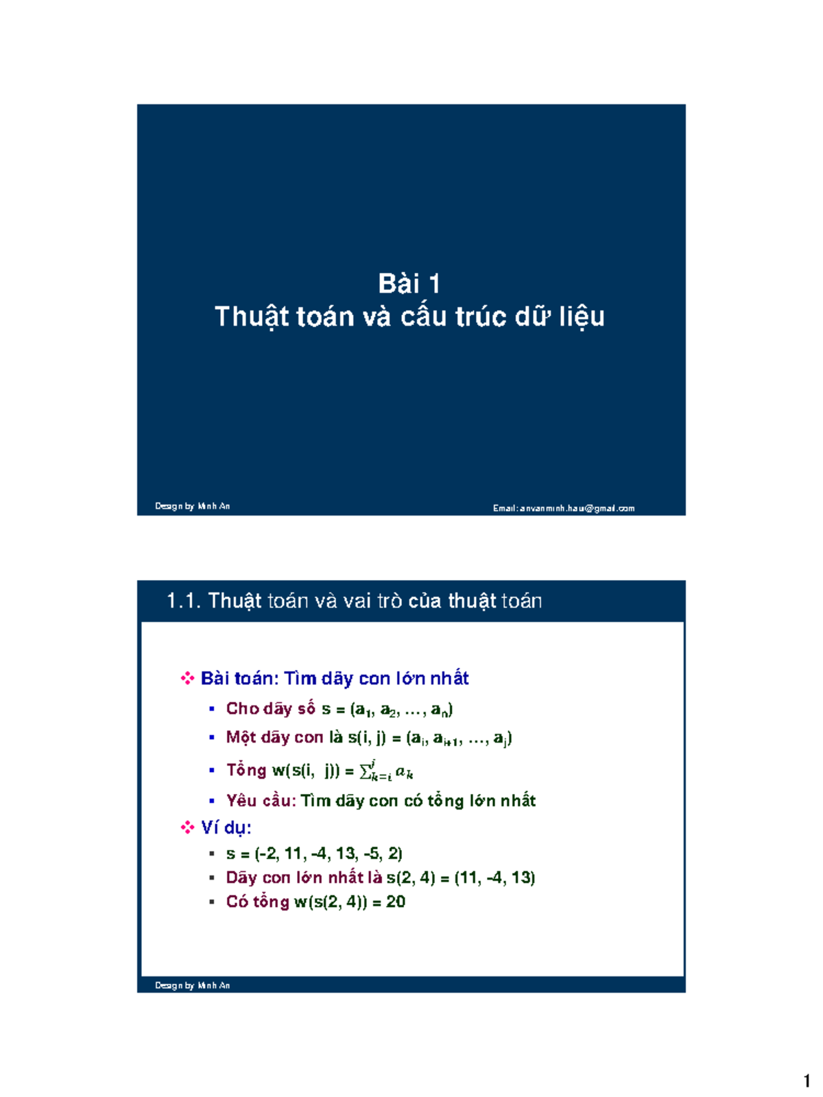 Lecture 01 Introduction To Data Strutures And Algorithms 01 Analyzing Algorithms Bài 1 Thuật