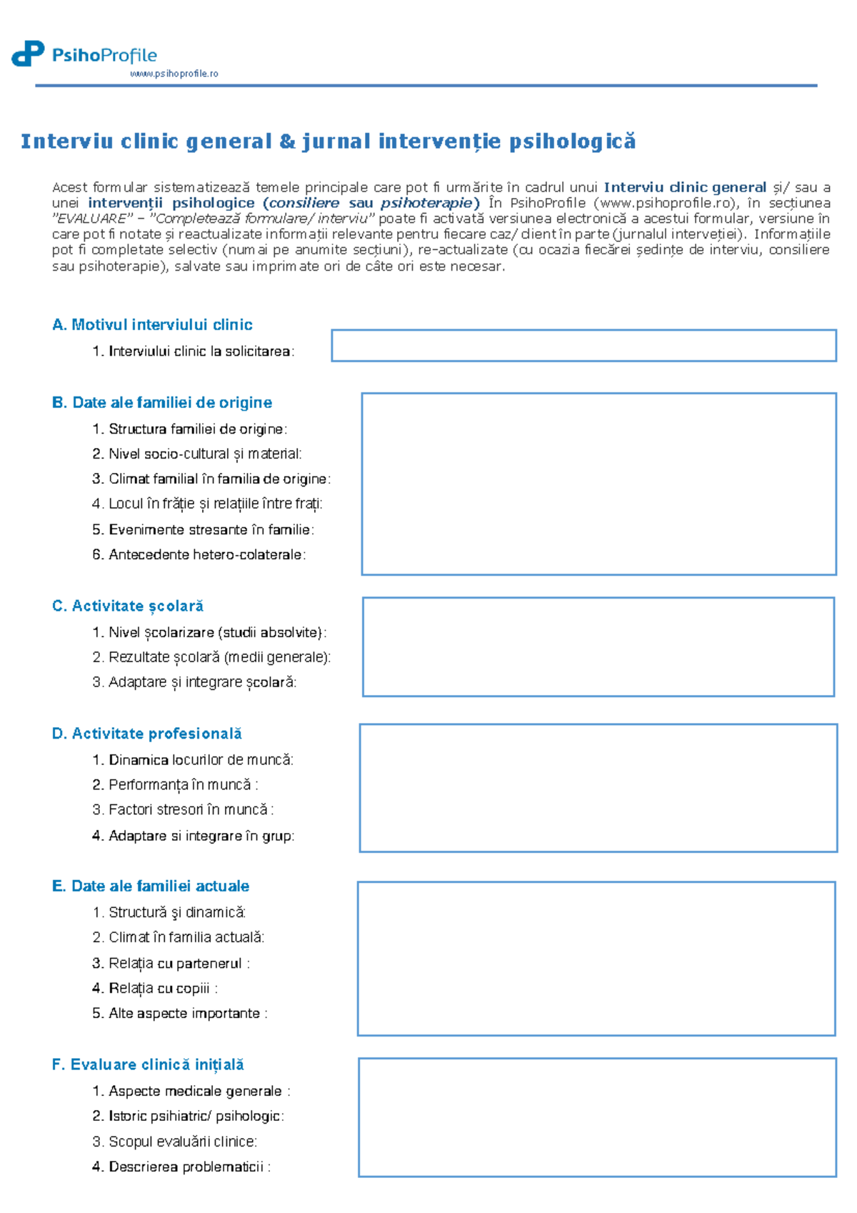 Interviu clinic si monitorizare caz (clinic) - psihoprofile Interviu ...