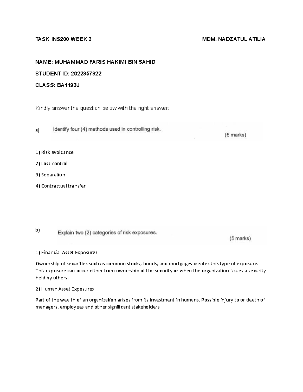 INS200 MATERIAL - TASK INS200 WEEK 3 MDM. NADZATUL ATILIA NAME ...