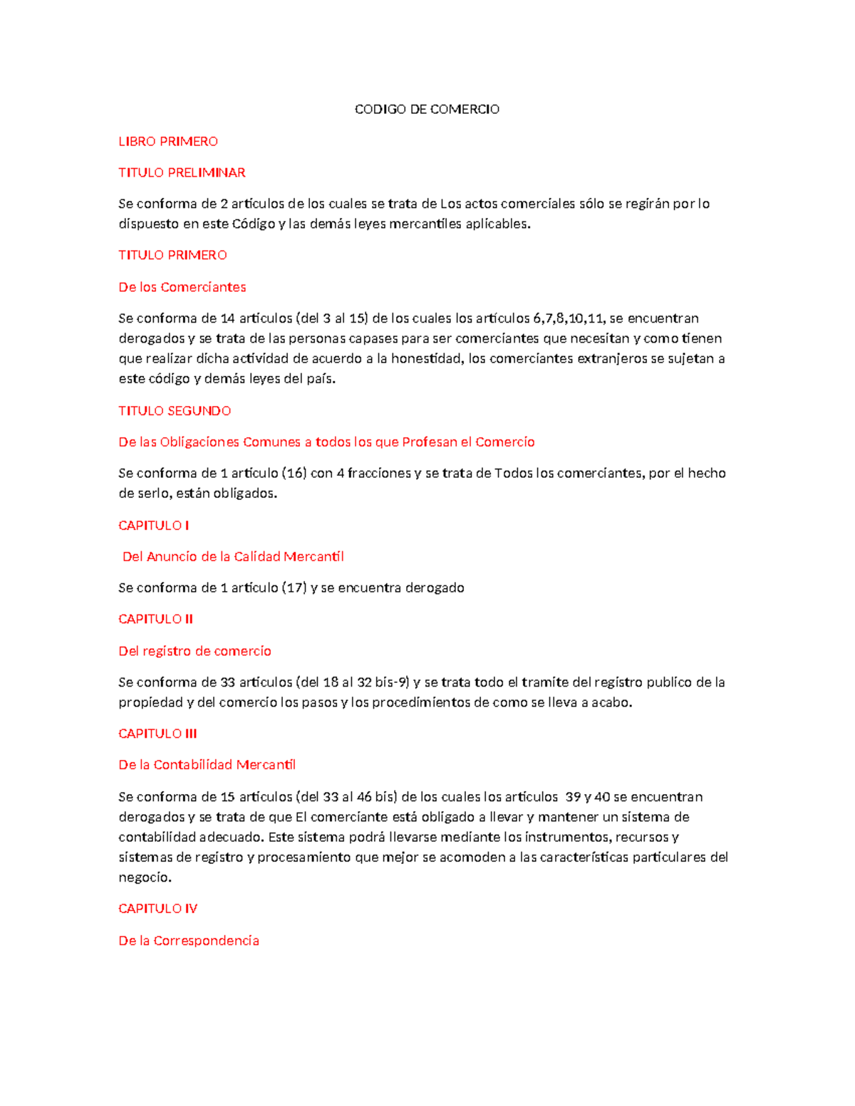 Codigo DE Comercio - Resumen Derecho Civil - CODIGO DE COMERCIO LIBRO ...