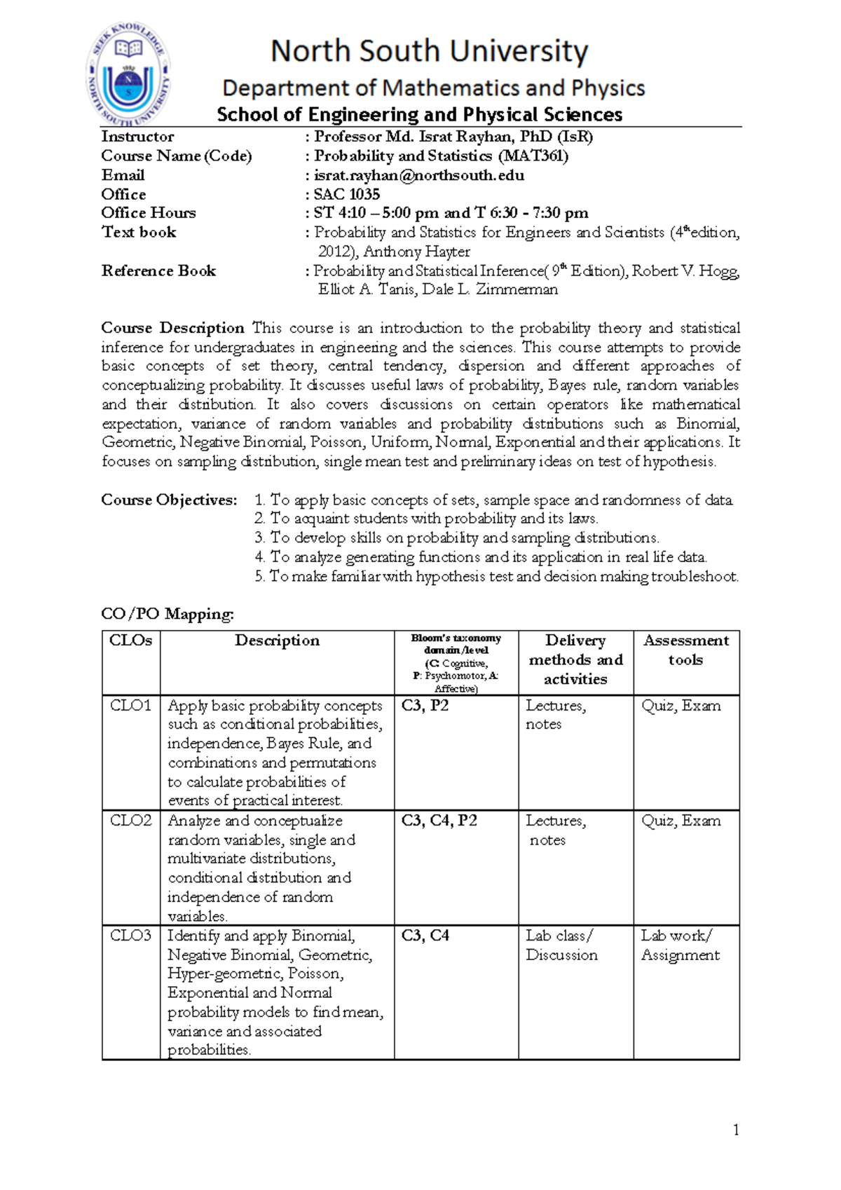 Course outline - 1 School of Engineering and Physical Sciences ...