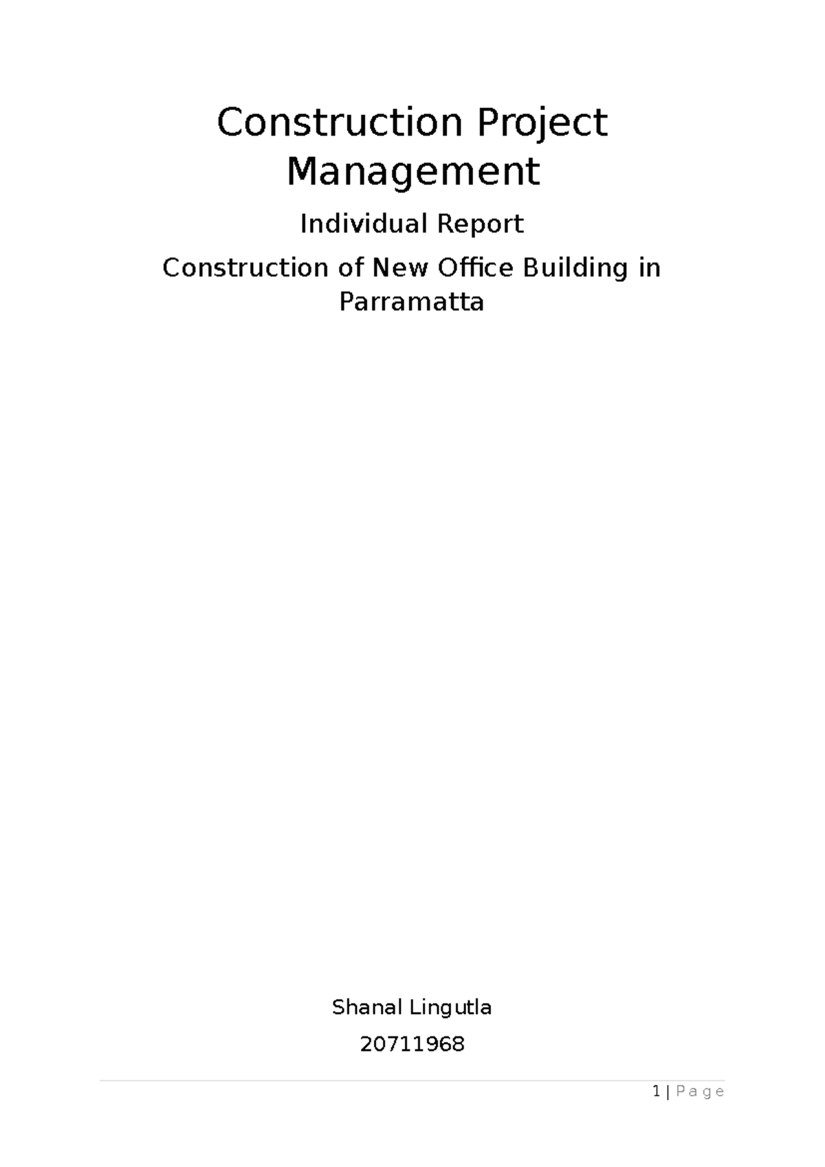 Construction Project Management - Construction Project Management Individual Report Construction ...