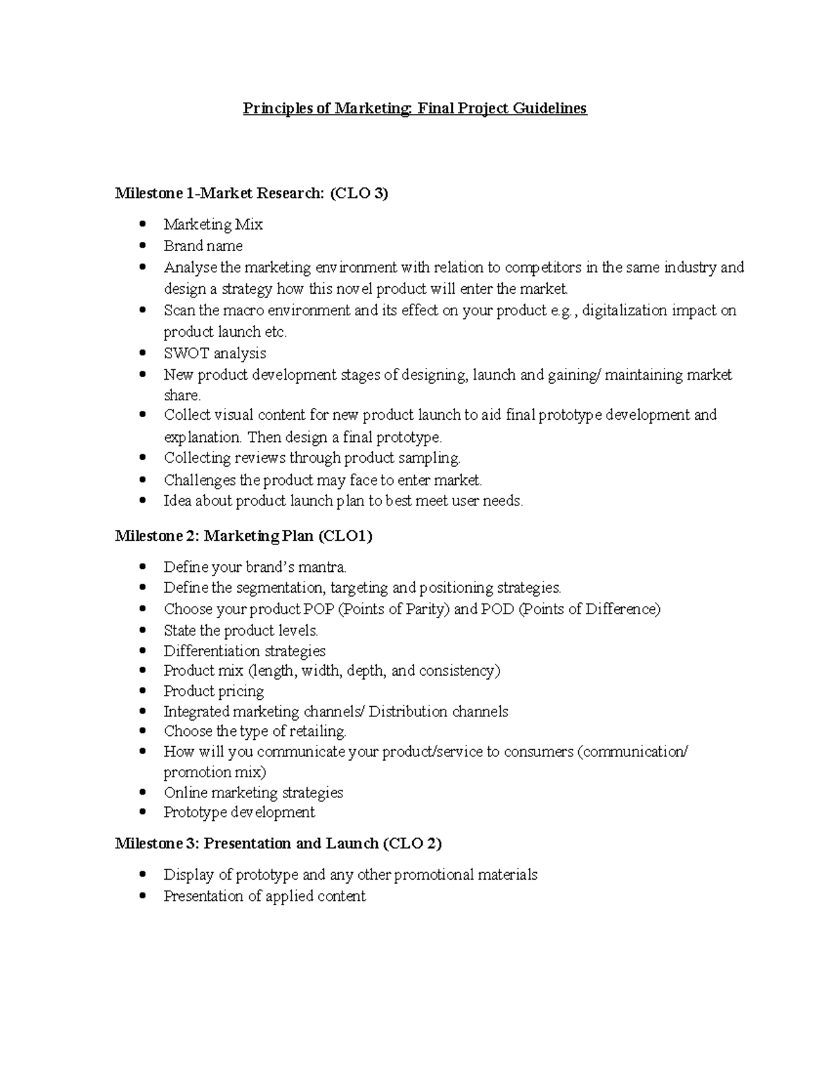 POM project guidelines 22112023 093240 am - Principles of Marketing ...