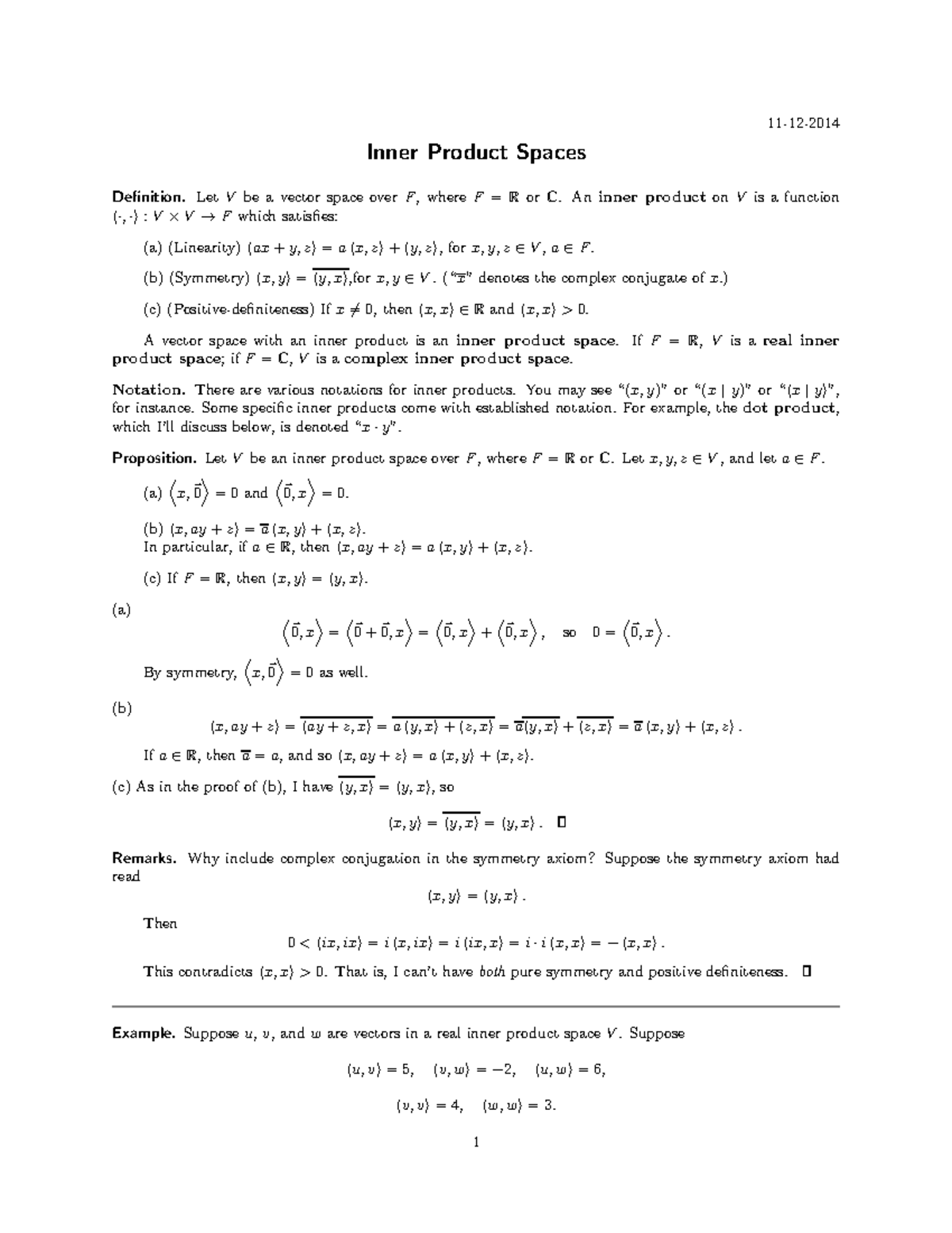Inner-products - apunte - 11-12- Inner Product Spaces Definition. LetV ...