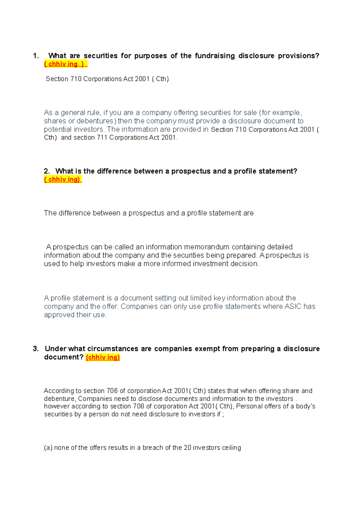 Disclosure - Lecture notes 1 - 1. What are securities for purposes of ...