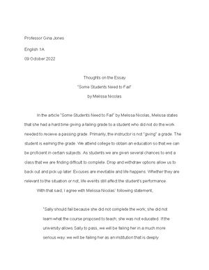 Failure and Grit Essay - Emily Larson Professor Jones ENGL 1A 15 ...