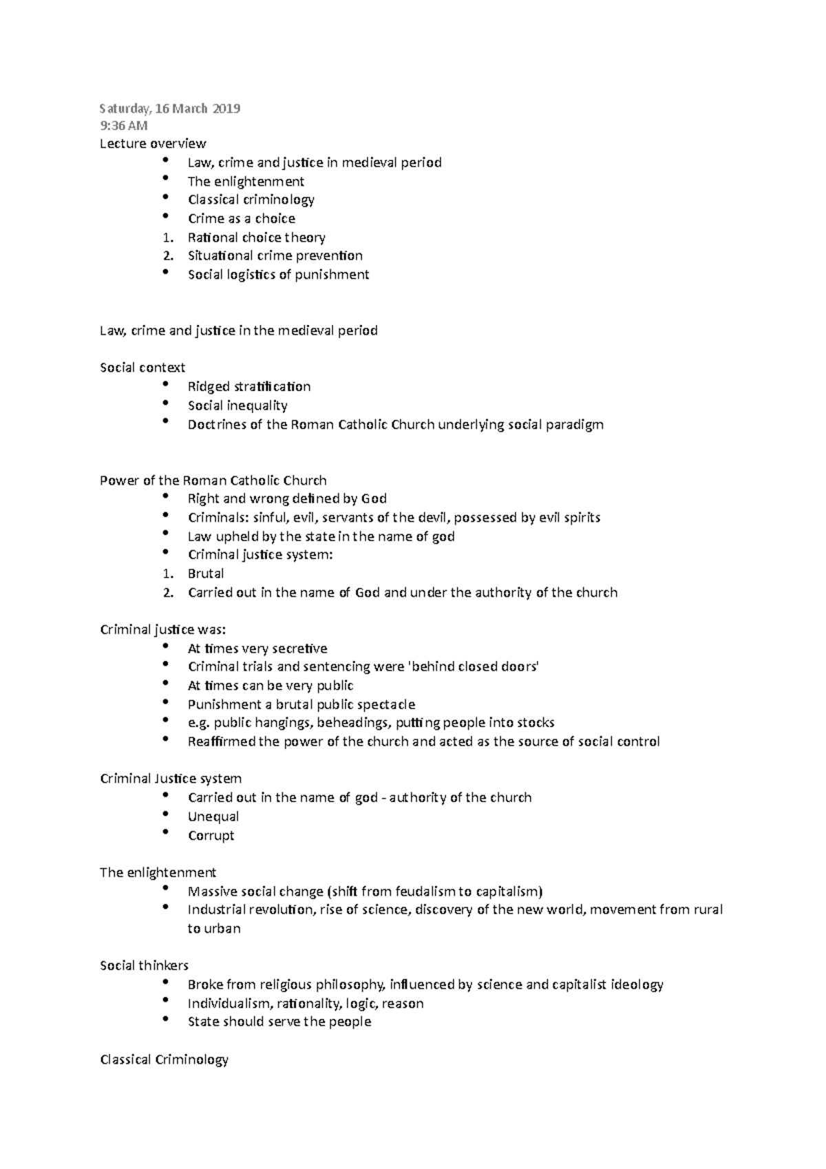Sociology of crime - Lecture notes Week 3 Notes - Saturday, 16 March ...