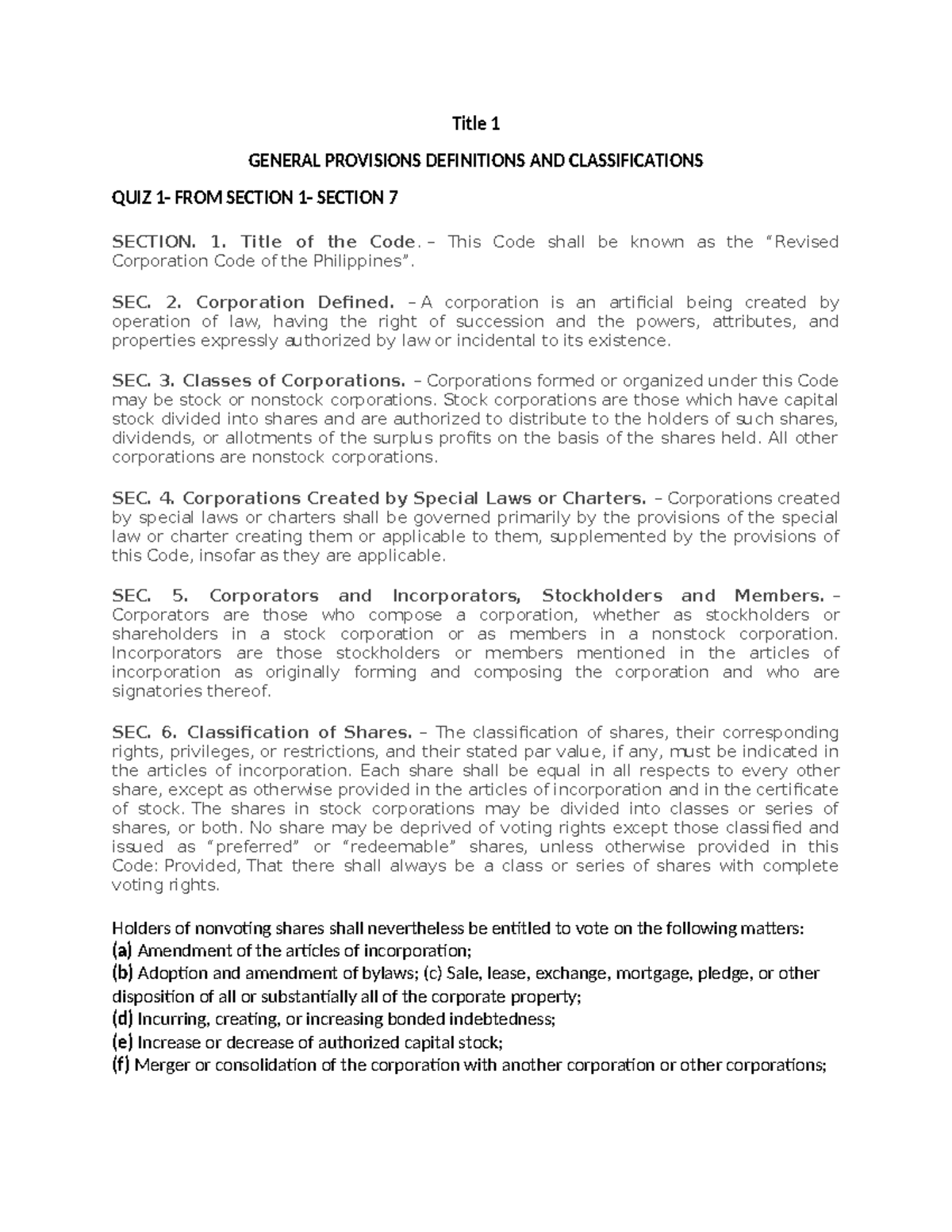 LAW- Sections FROM 1 TO 13 - Title 1 GENERAL PROVISIONS DEFINITIONS AND ...