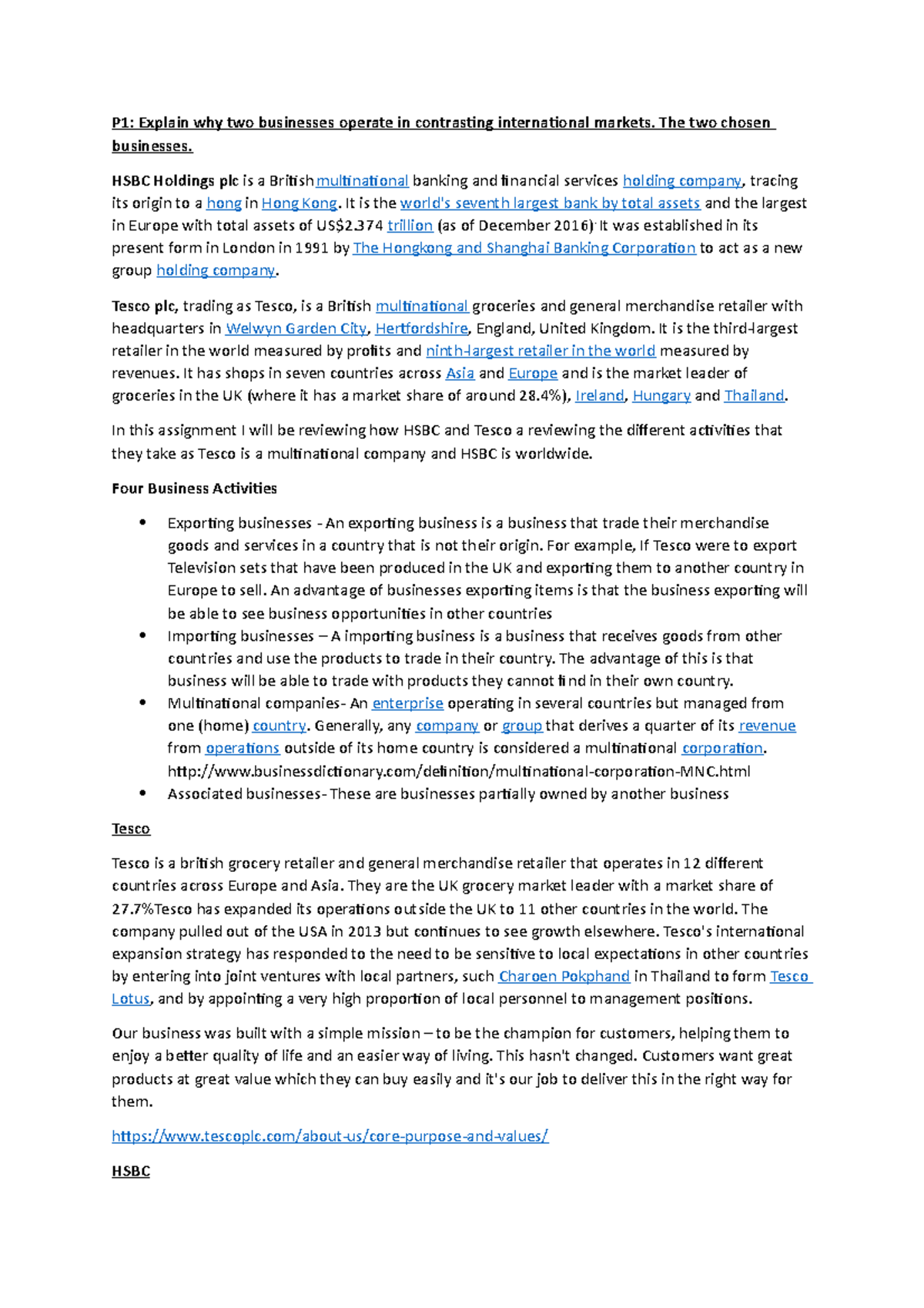P1 Unit 5 - Businesses Operate In Contrasting International Markets ...
