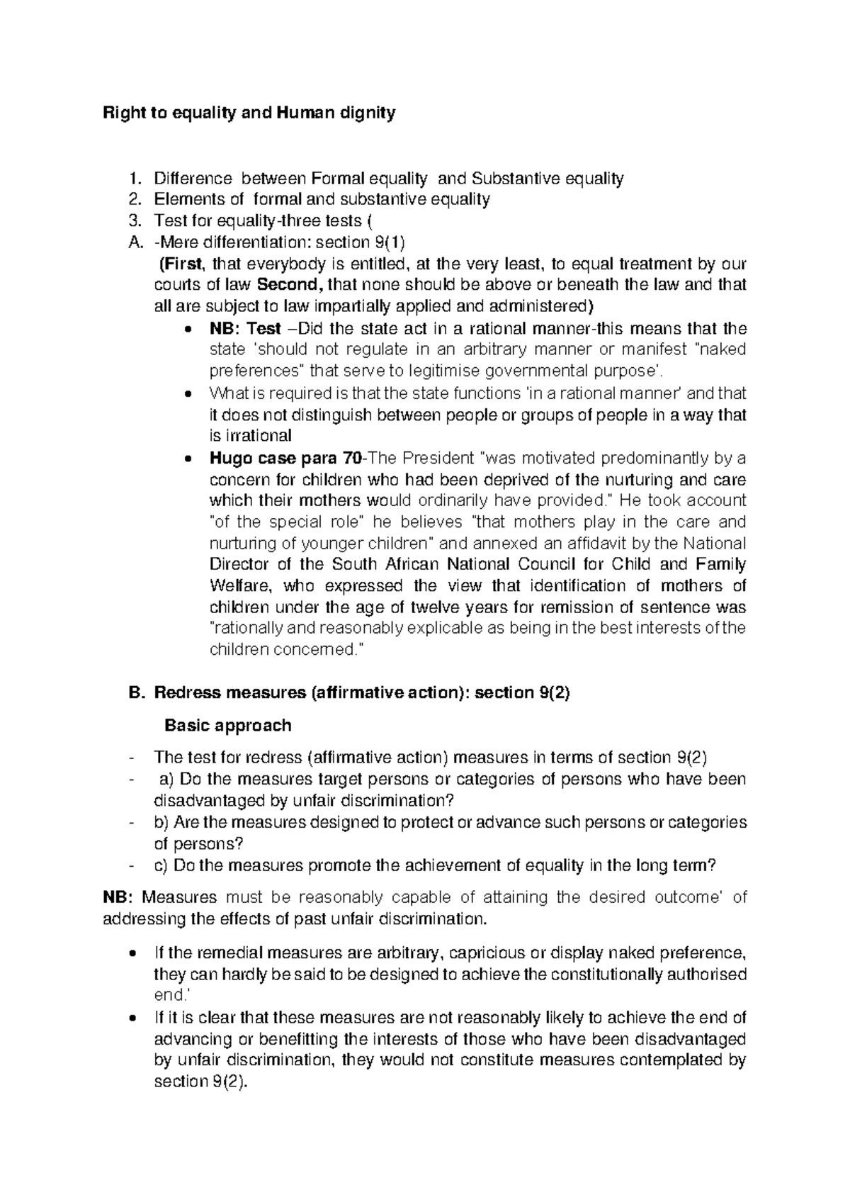 Right to equality - Difference between Formal equality and Substantive ...