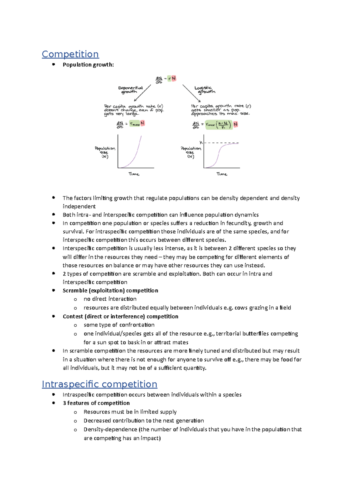 Population regulation - Competition Population growth: The factors ...