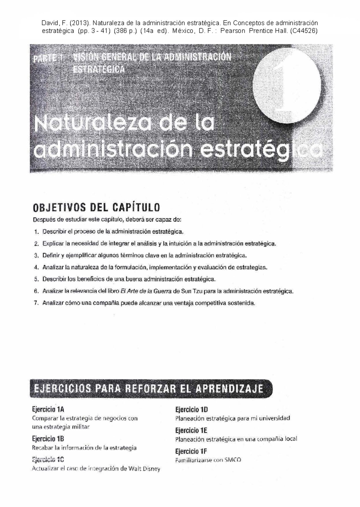 Naturaleza de la administración estratégica - David, F. (2013). Naturaleza de la administración ...