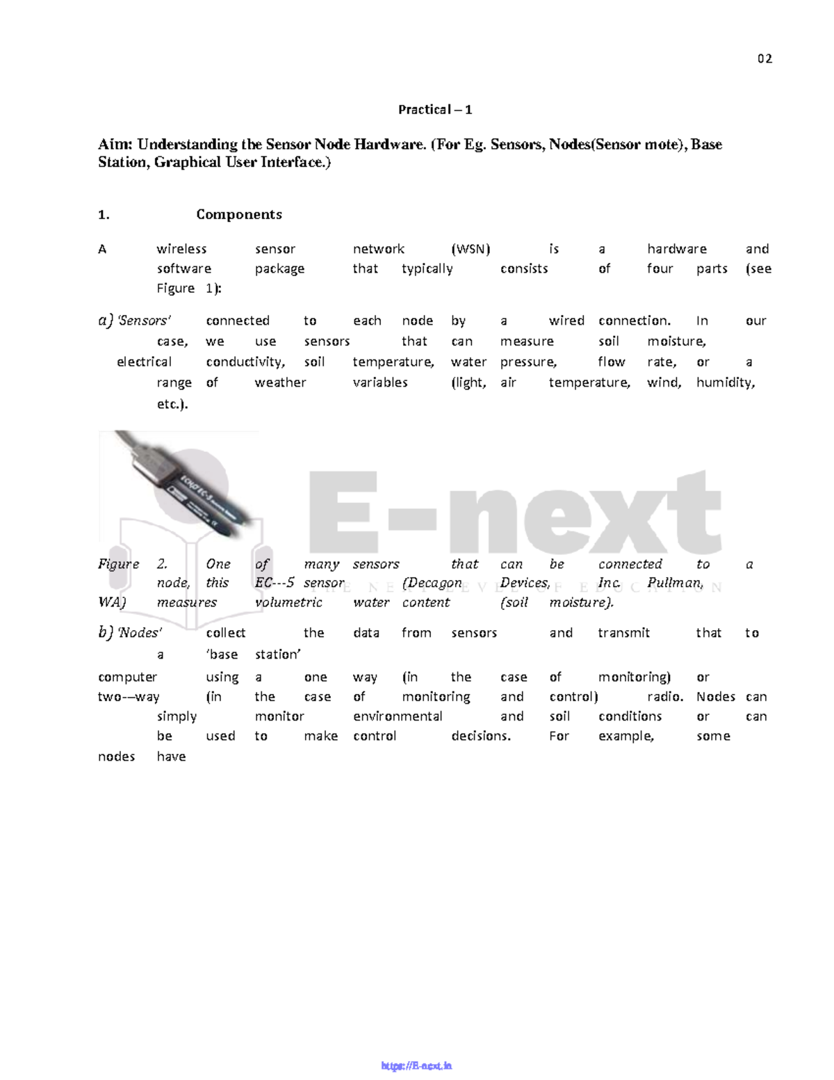 WSN Journal (2020) (E-next - Practical – 1 Aim: Understanding the Sensor Node Hardware. (For Eg ...