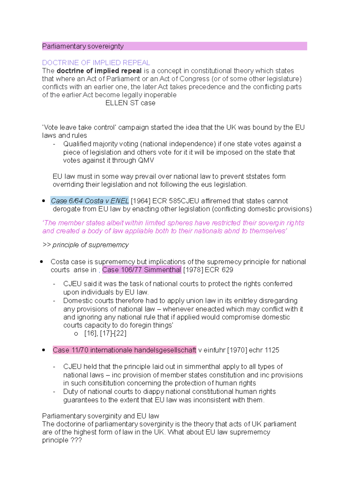 Parliamentary sovereignty - Parliamentary sovereignty DOCTRINE OF ...
