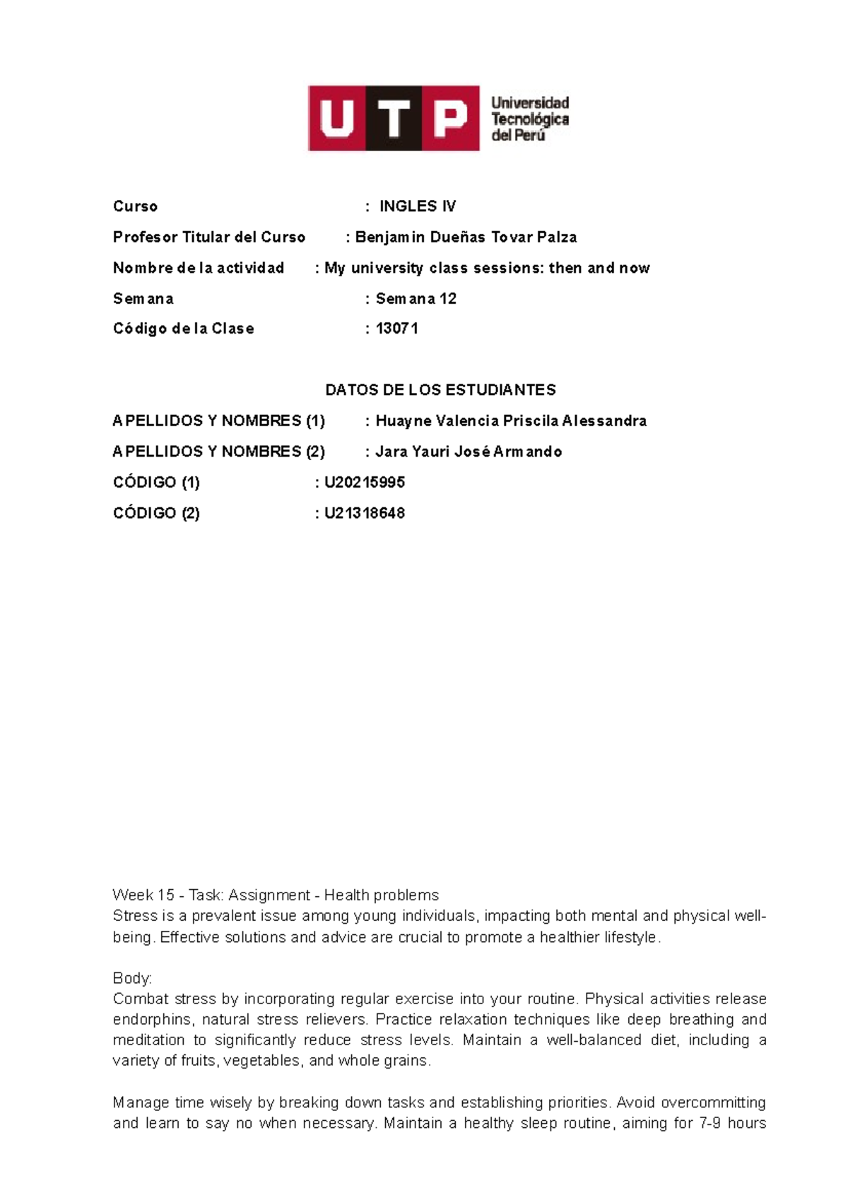 Semana 15inlges 4 - dfghn - Curso : INGLES IV Profesor Titular del ...