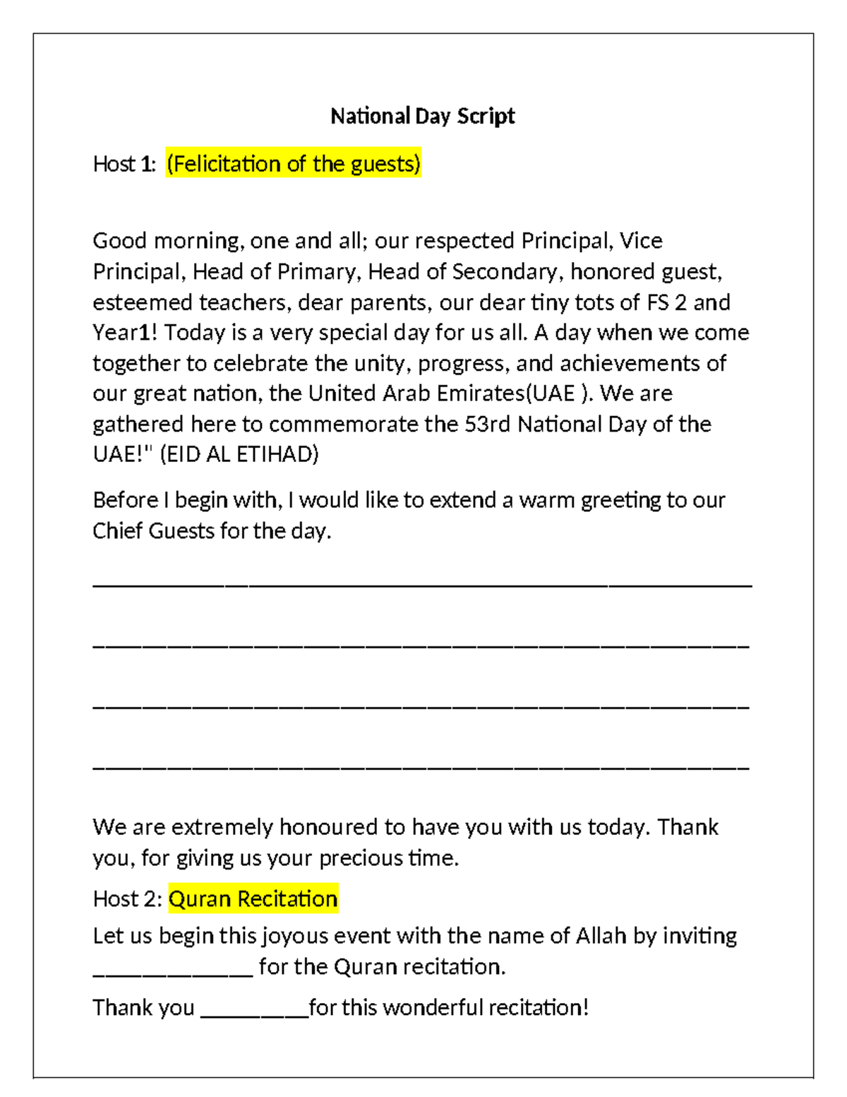 National Day final - script writing - National Day Script Host 1 ...