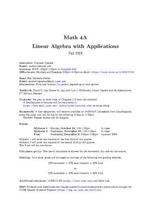 Math 4A Final Review Sheet - MATH4A - Studocu