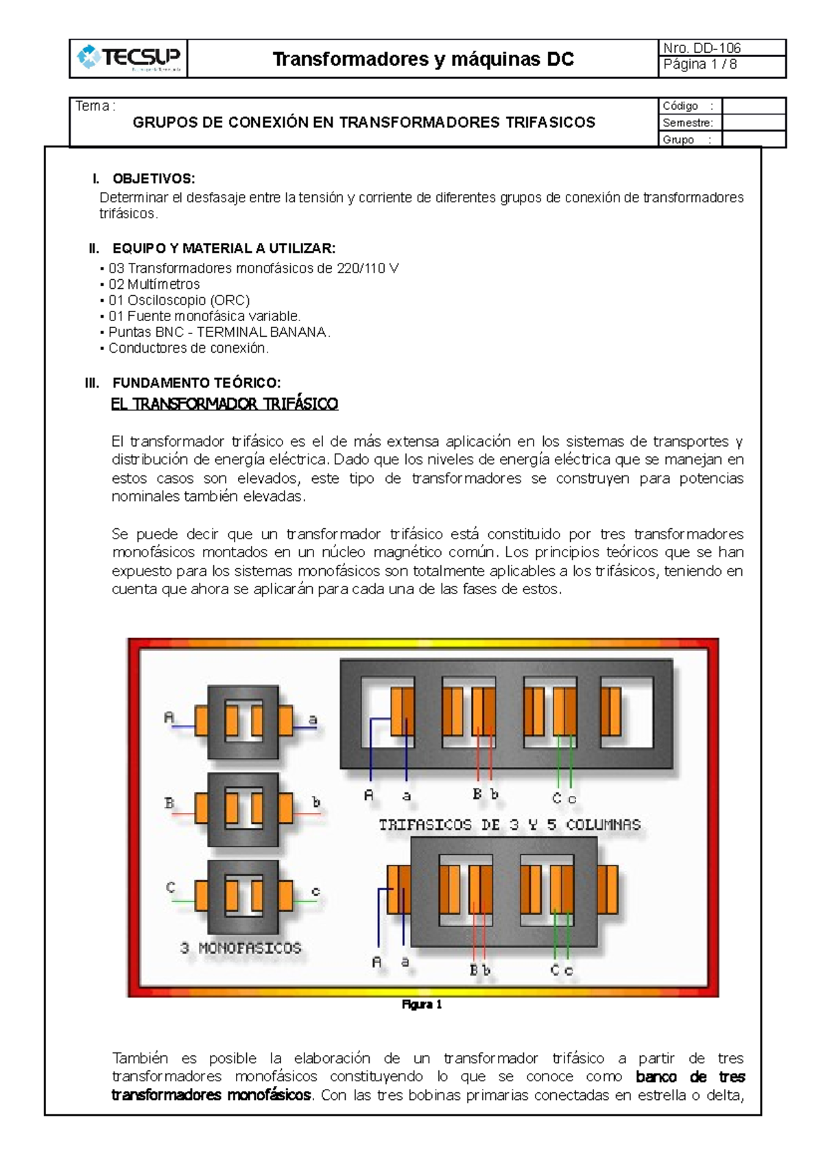 Laboratorio 05 grupo de conexión -105878329 - Transformadores y máquinas DC Página 1 / 8 Tema ...