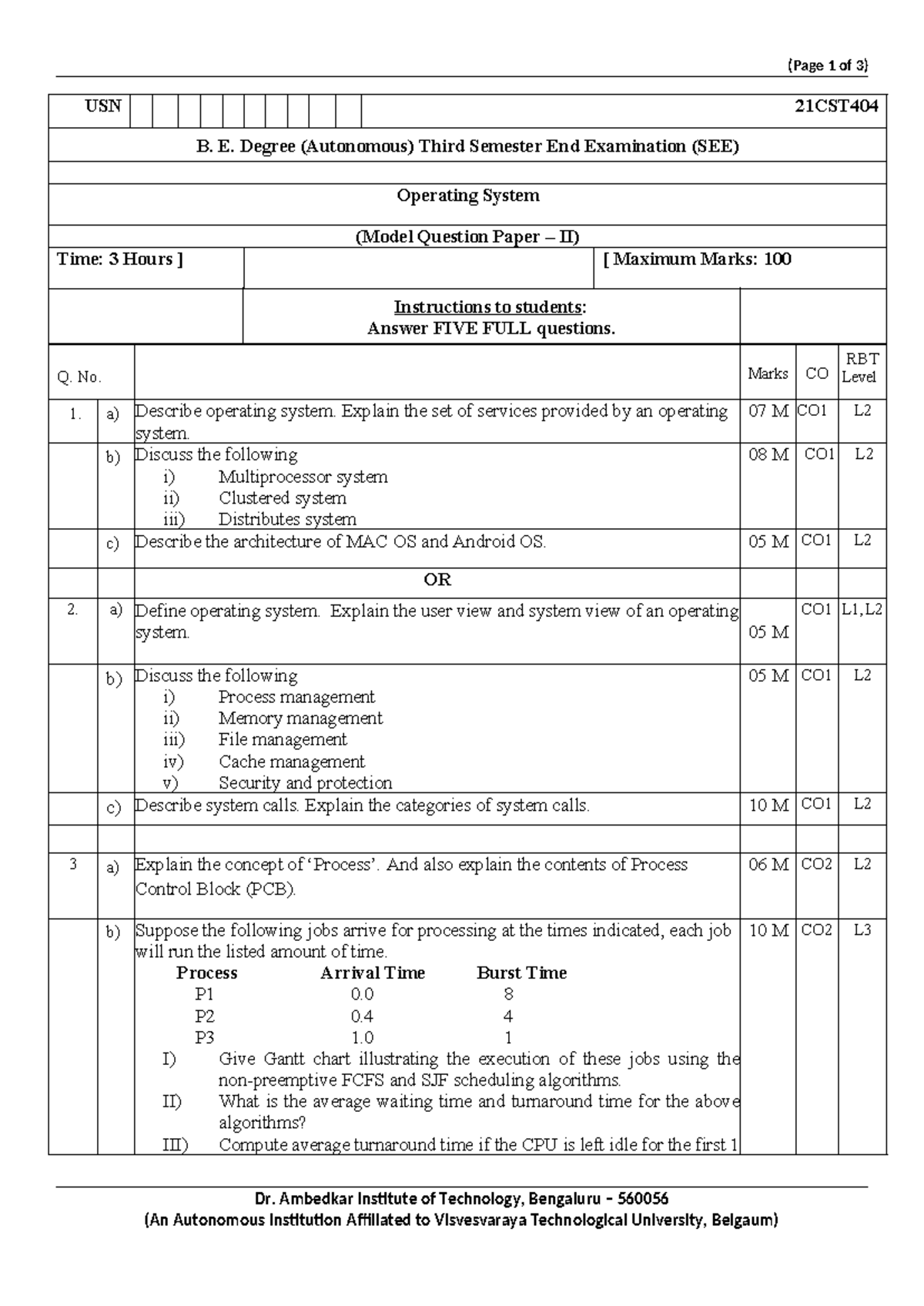 OS 21CST404 MP2 - unit 2 - (Page 1 of 3 ) USN 21CST B. E. Degree ...