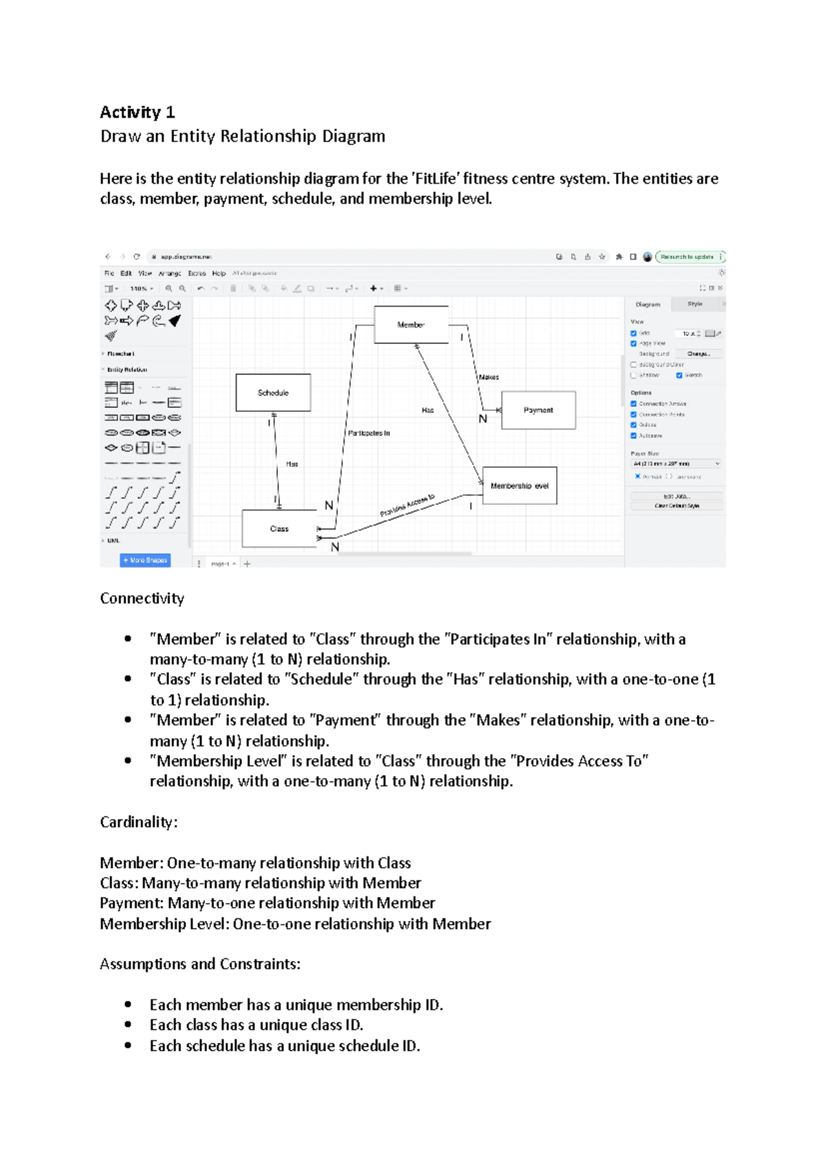 Database Assignments - Activity 1 Draw an Entity Relationship Diagram Here is the entity - Studocu