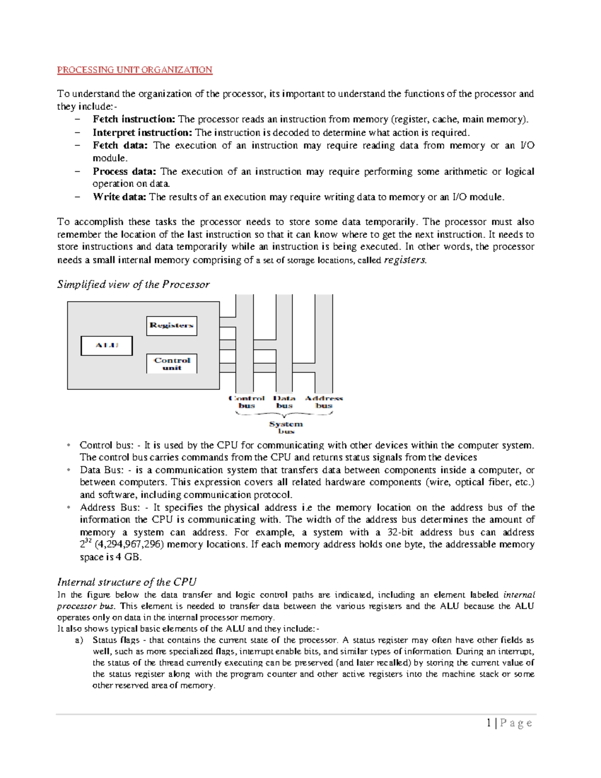Week 3 and 4 - Computer Organization and Architecture - PROCESSING UNIT ...