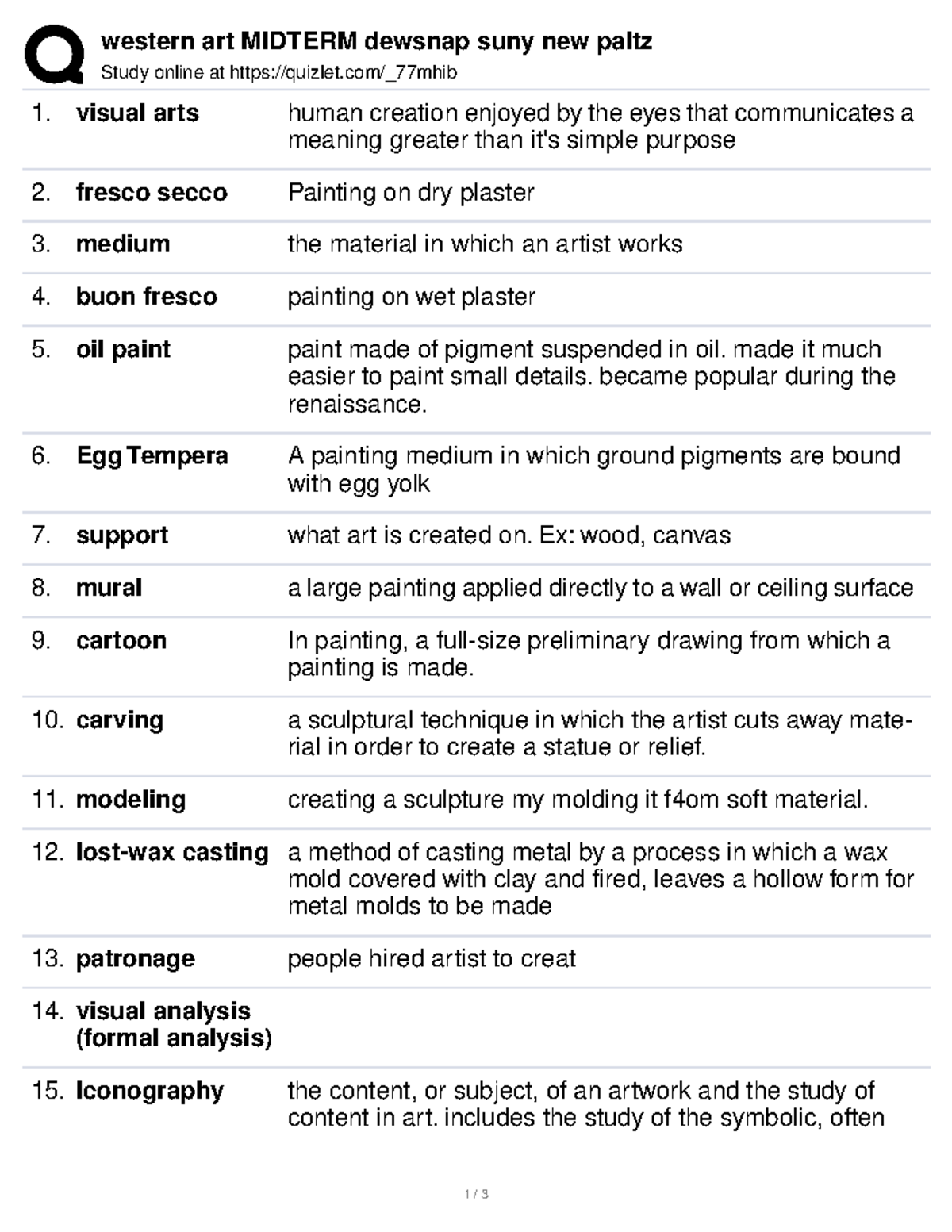 Art Midterm - Found this online - western art MIDTERM dewsnap suny new ...