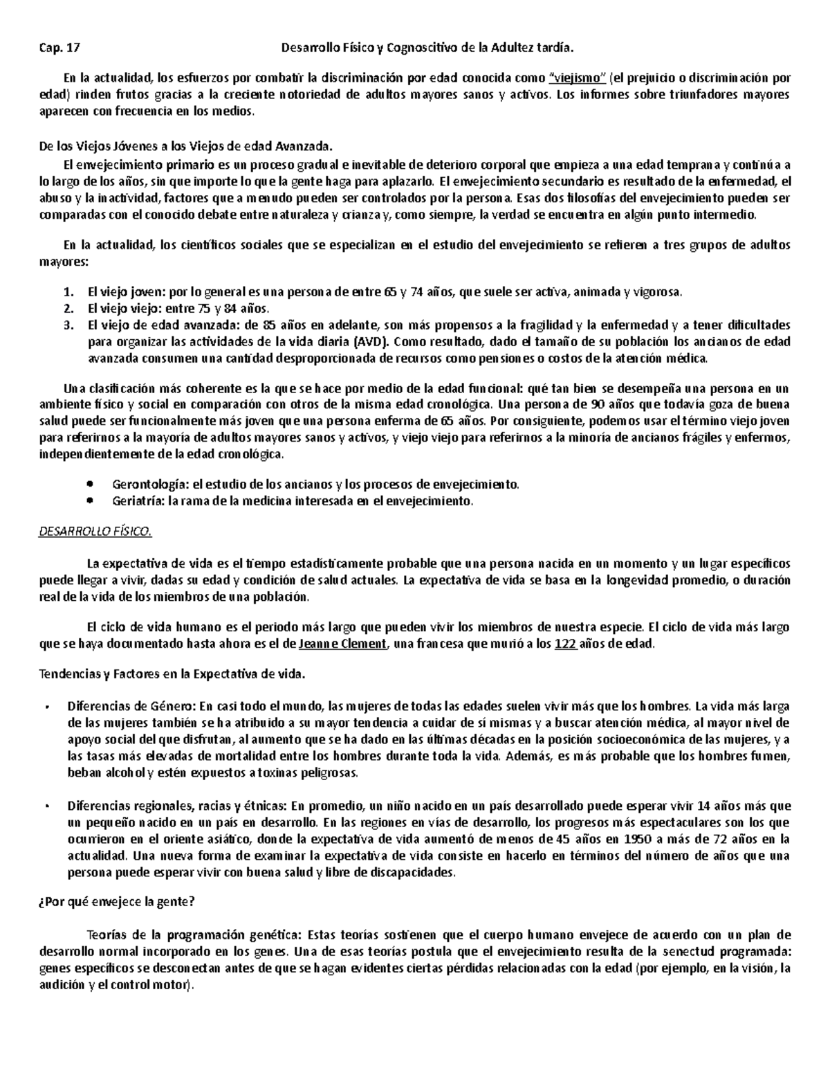 Papalia - Cap 17 desarrollo fisico y cognoscitivo de la adultez tardia - Cap. 17 Desarrollo ...